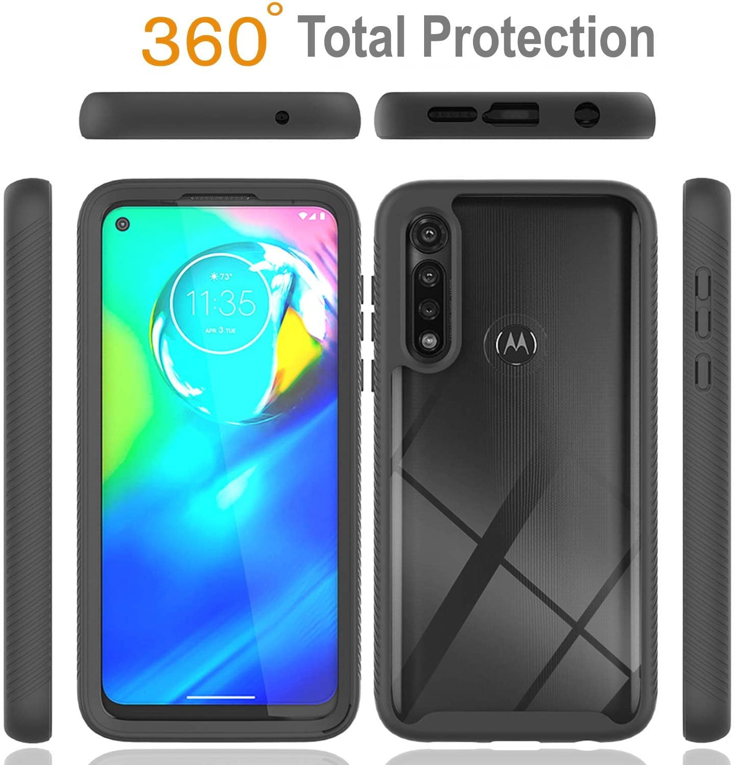 Motorola Moto G Power Case, Transparent Drop Proof Phone Cover (Black ...
