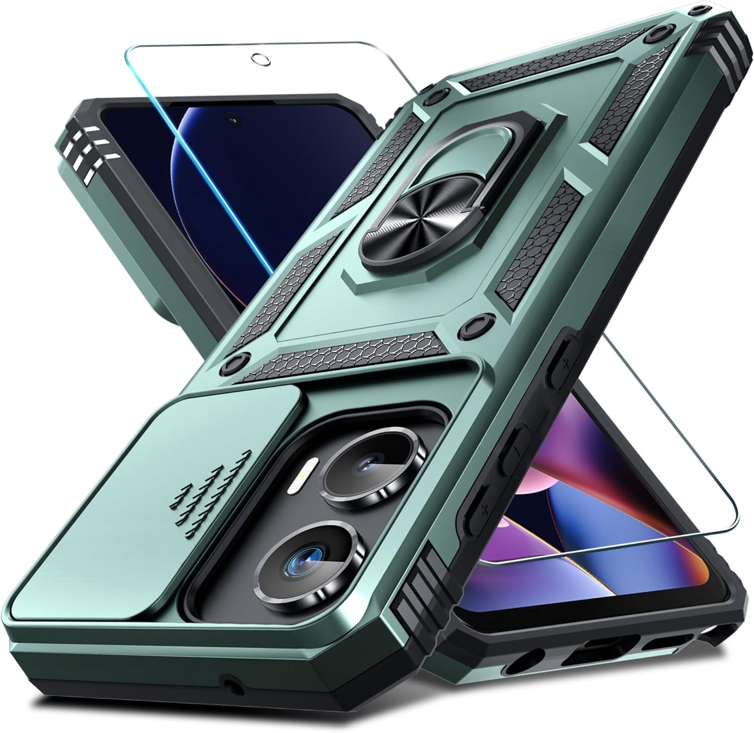 for Motorola Moto G Stylus 5G 2024 Case Built in Slide Camera Lens Cover+Screen Protector+Finger ...