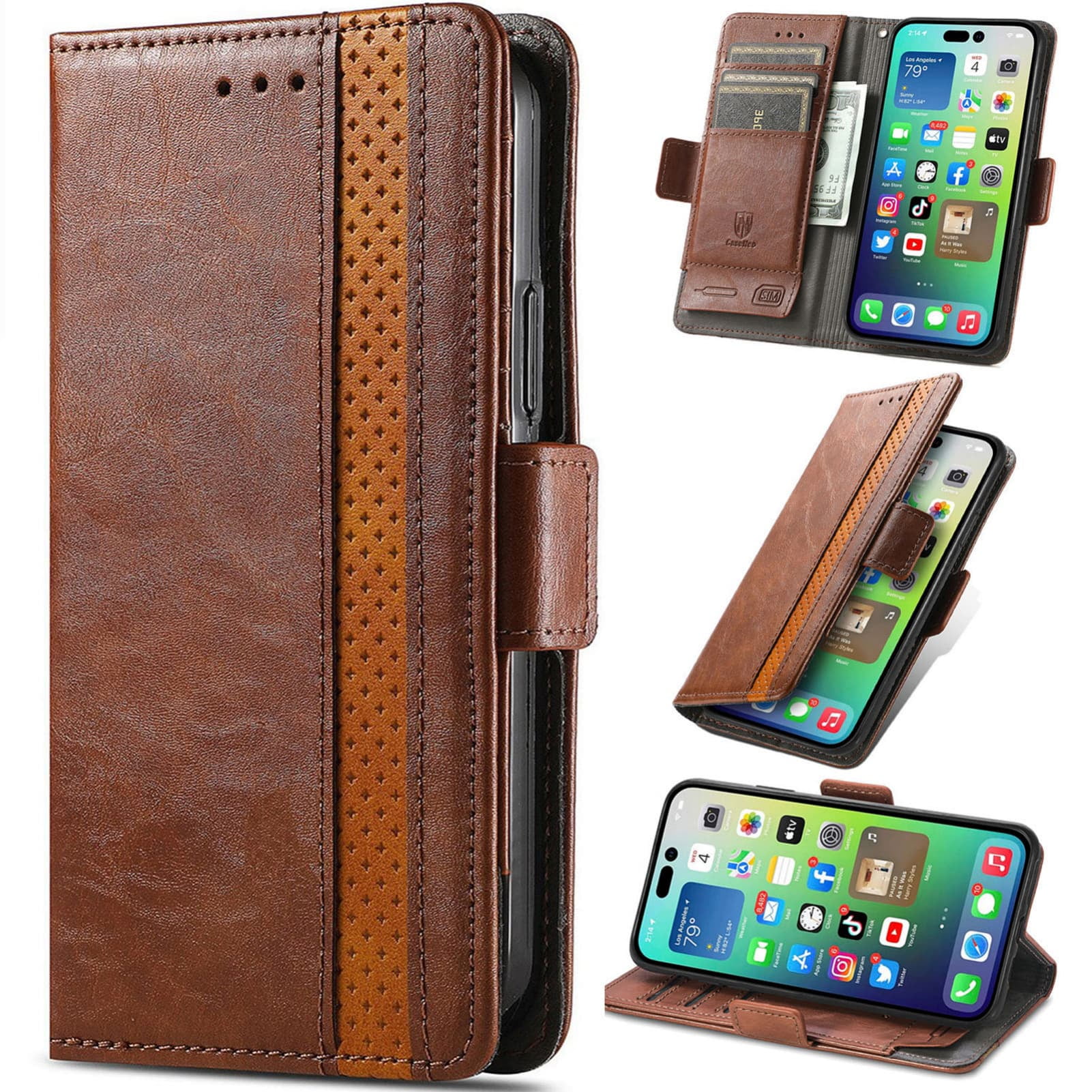 for Motorola Moto G73 Leather Phone Case Wallet Folio Flip Cover Casual ...