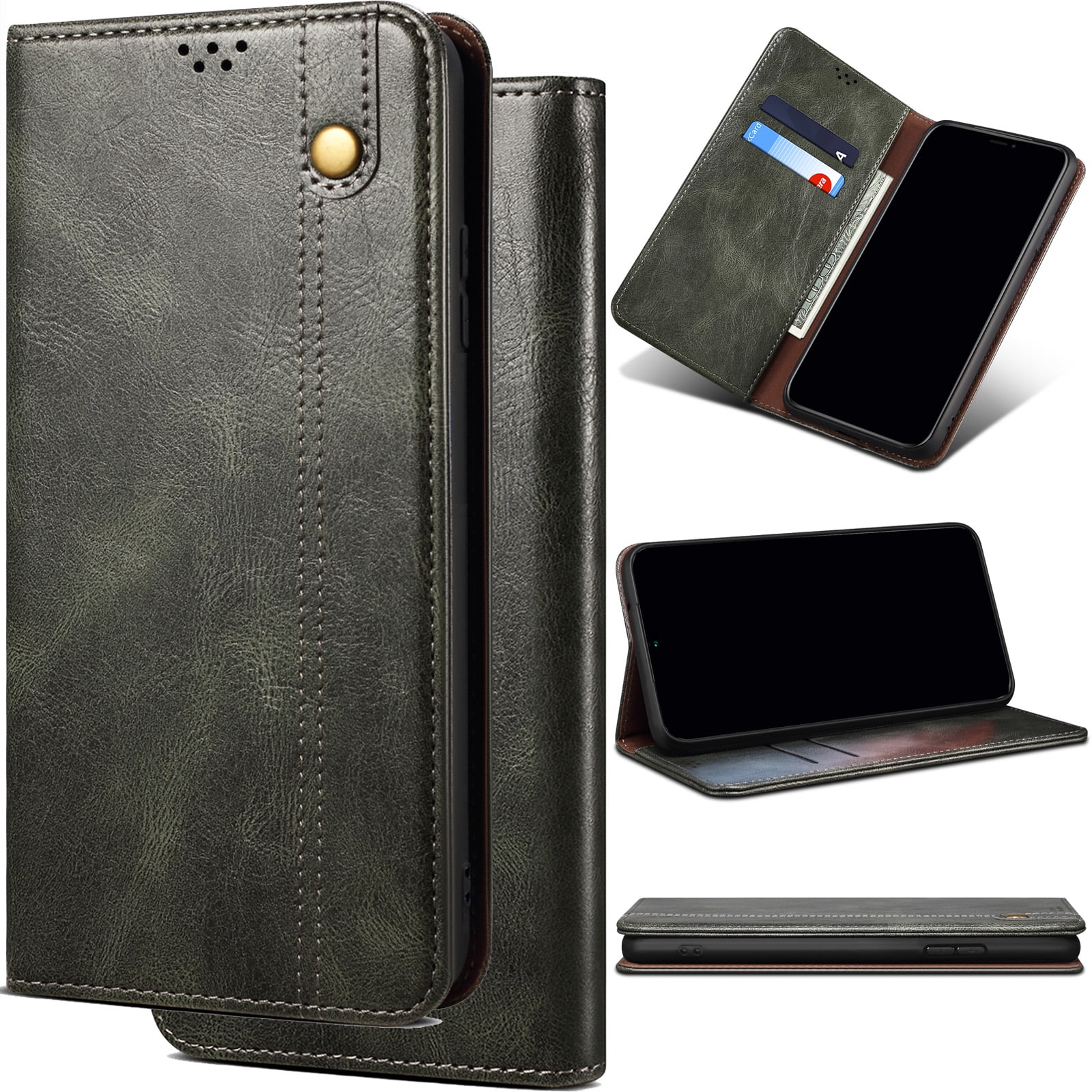 for Motorola Moto G75 Waxy Leather Phone Case, Retro Oil Wax Style with ...