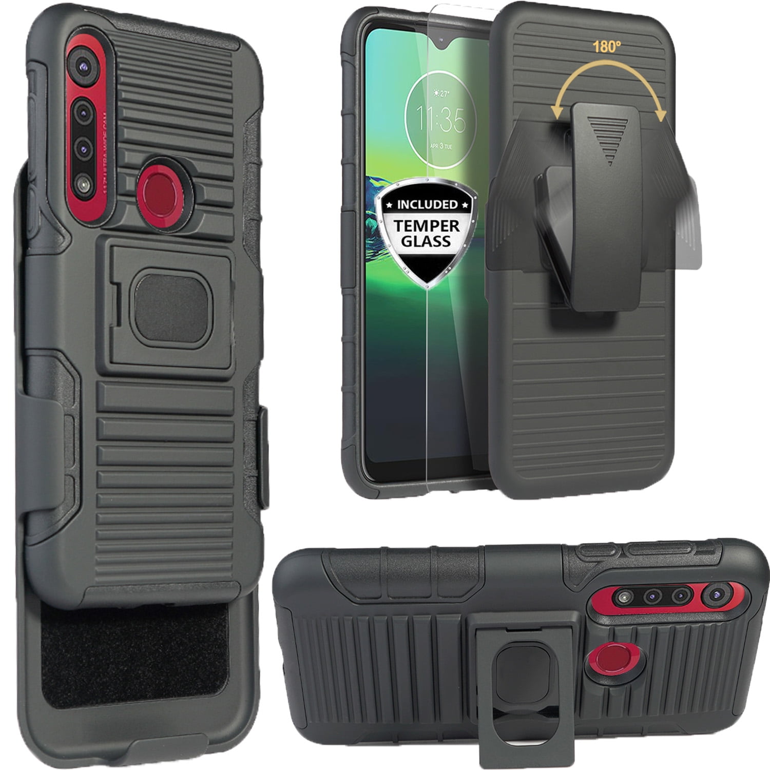 Motorola Moto G8 Play Case, Moto One Macro Case, with Tempered Glass ...