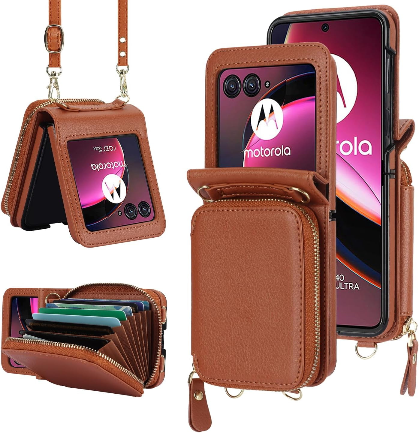 for Motorola Moto Razr+ 2023 Wallet Case with RFID Blocking, Crossbody ...