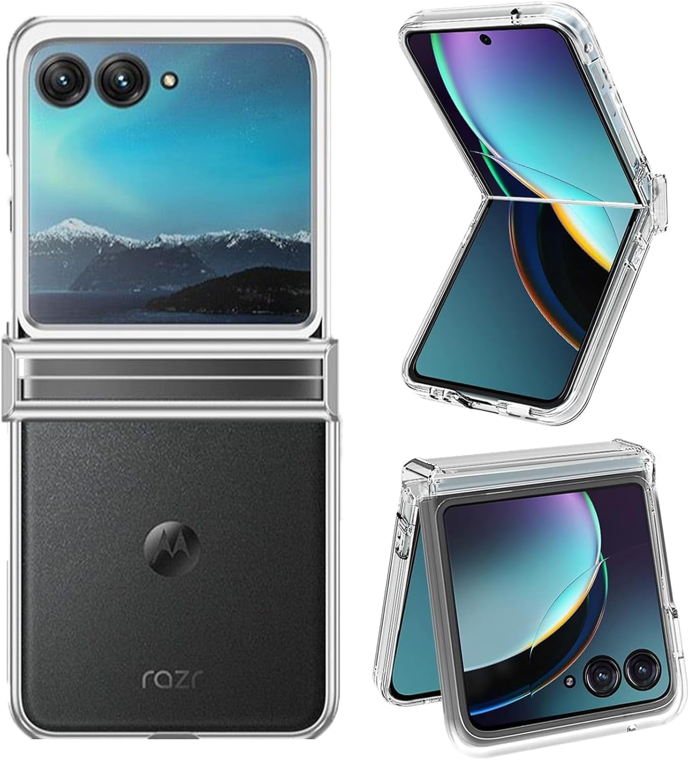 for Motorola Razr 2024 Clear Case with Hinge Protection, Moto Razr 2024 ...