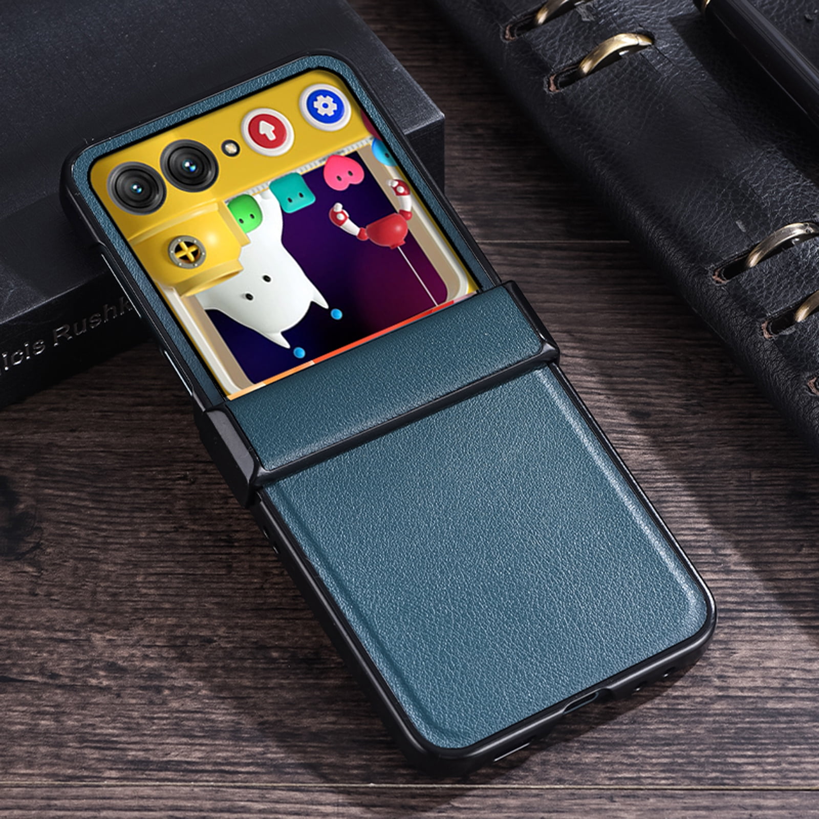 for Motorola Razr 2024 PU Leather Case with Hinge Protection, Moto Razr ...