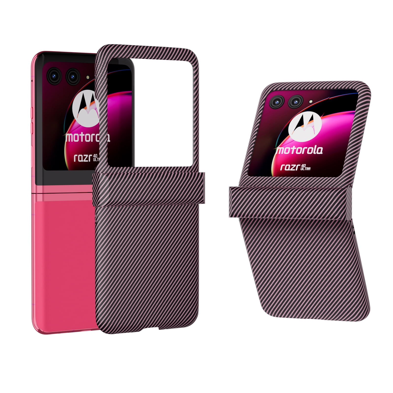for Motorola Razr 40 Ultra Case with Hinge Protection, Carbon Fiber ...