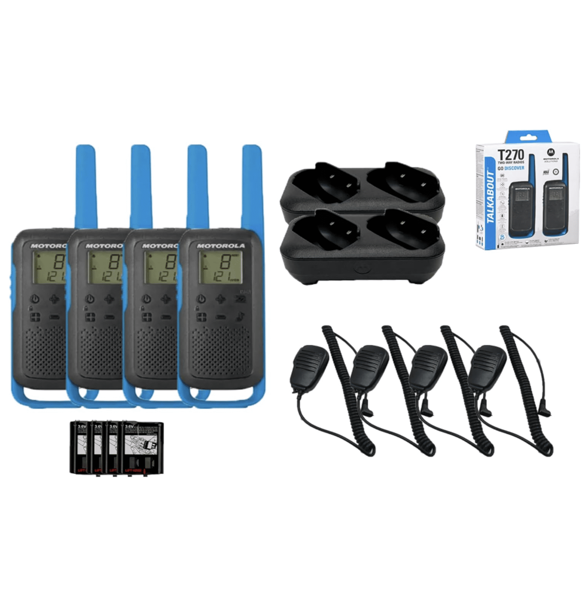 Motorola Solutions, Portable FRS, Talkabout T270 Two Way Radio 4 Pack ...