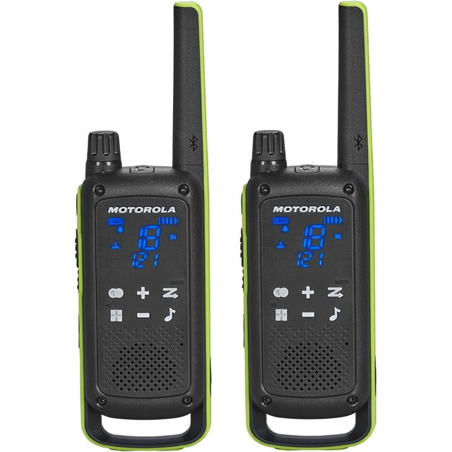 Motorola T803 Two-Way Handheld Radio, 35 mi. Range, Bluetooth, Dock, 2-Pack (Lime Green ...