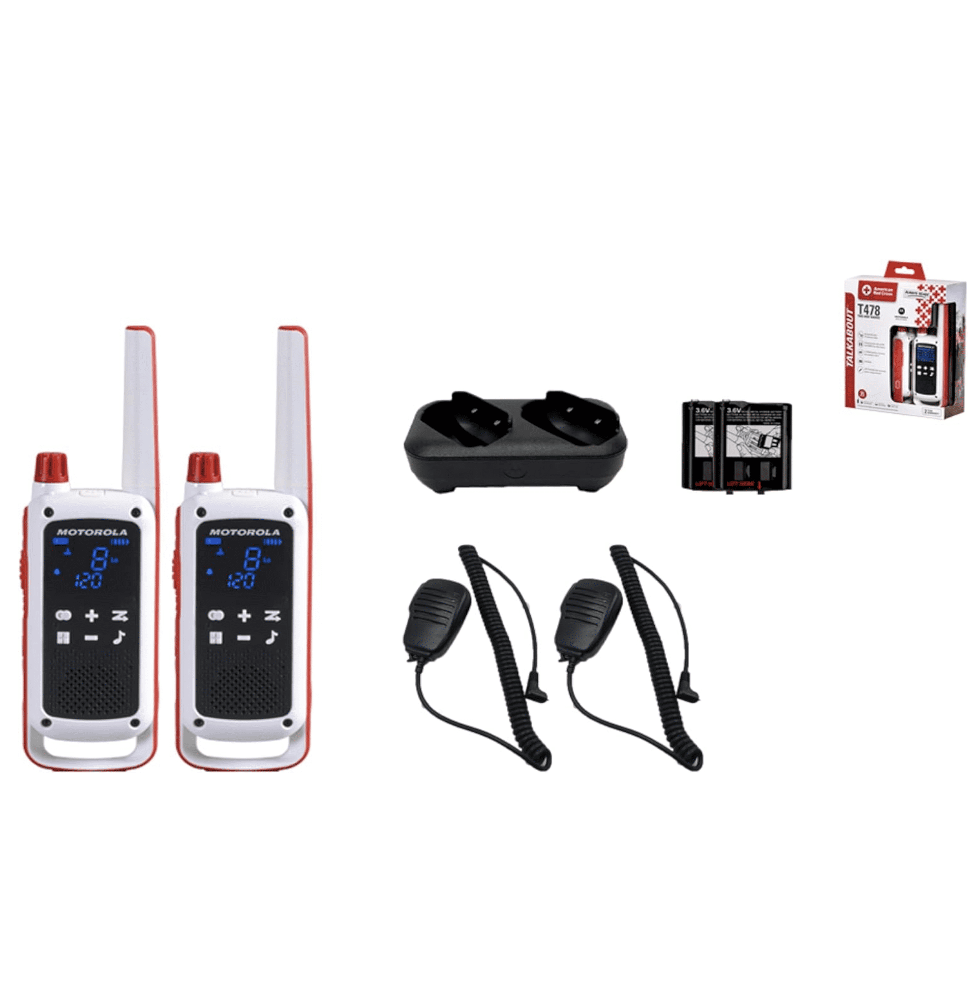 Motorola Solutions Talkabout Portable Red Cross FRS T478 Two Way Radio ...