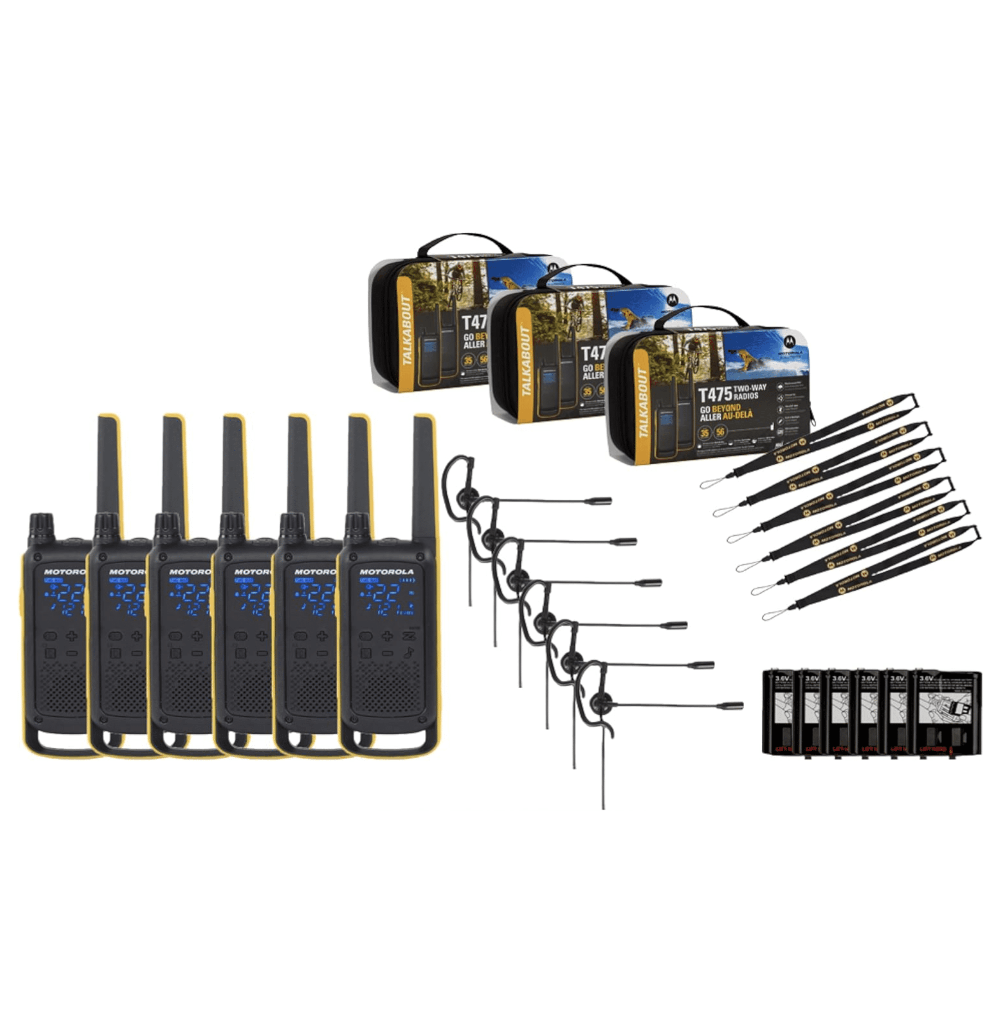Motorola T475 Waterproof 6-Pack Walkie Talkies with Charger, PTT ...