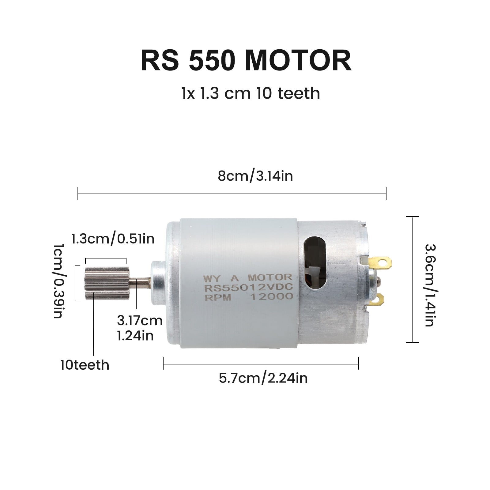 Motors for Kids Electric Car 550 RS390 RS380 12V 6V DL555 24V 10 Teeth ...