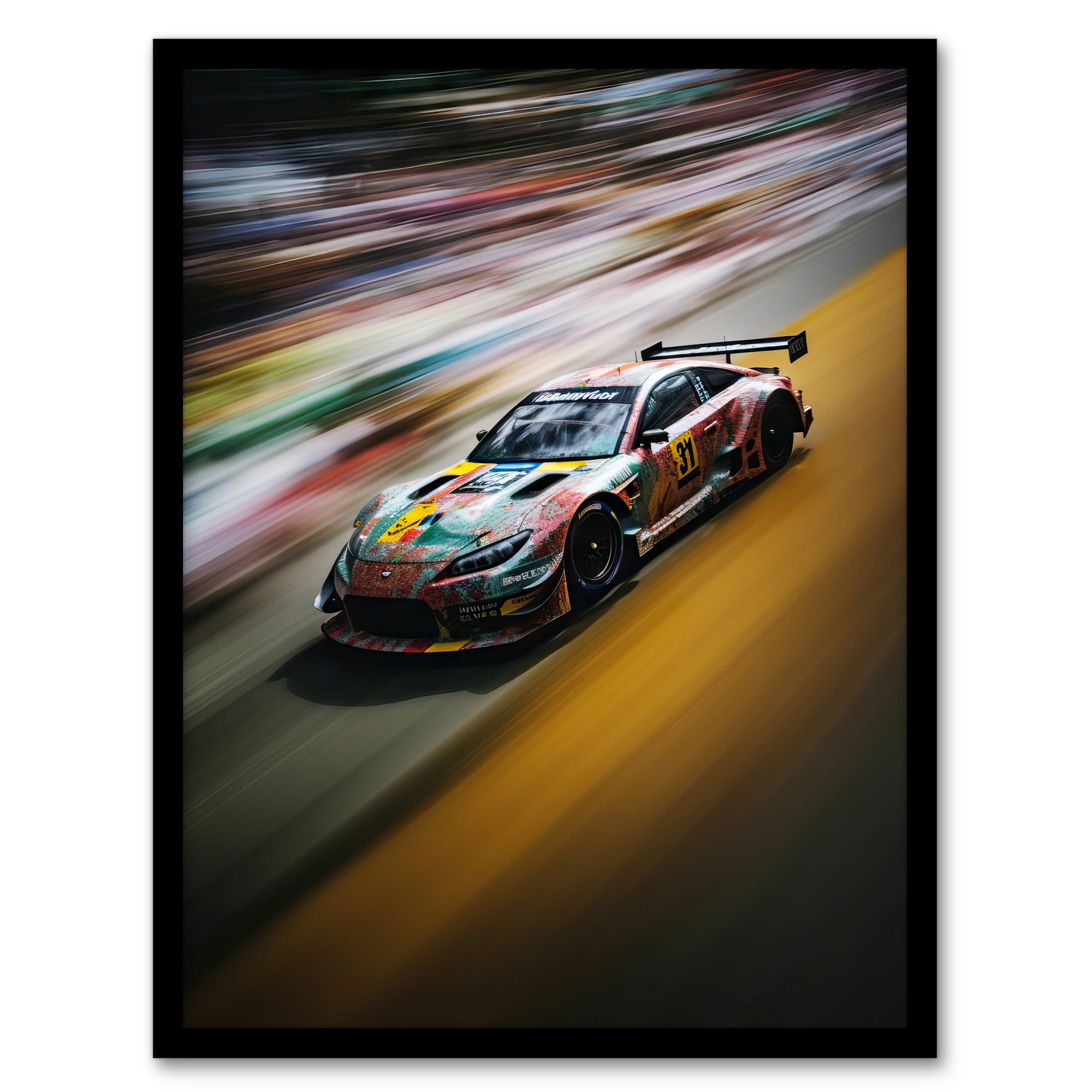 Motorsport Sports Car Racing Motion Blur Speed Artwork Art Print Framed ...