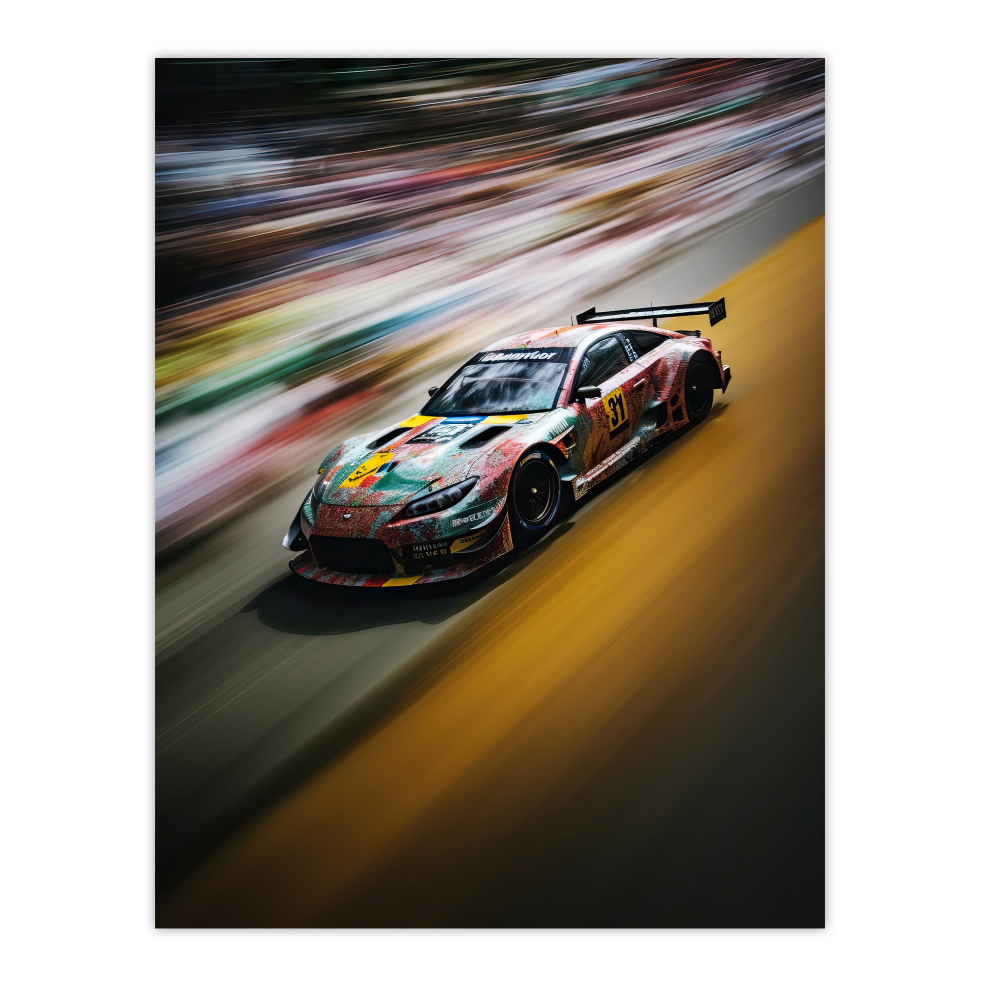 Motorsport Sports Car Racing Motion Blur Speed Artwork Extra Large XL ...
