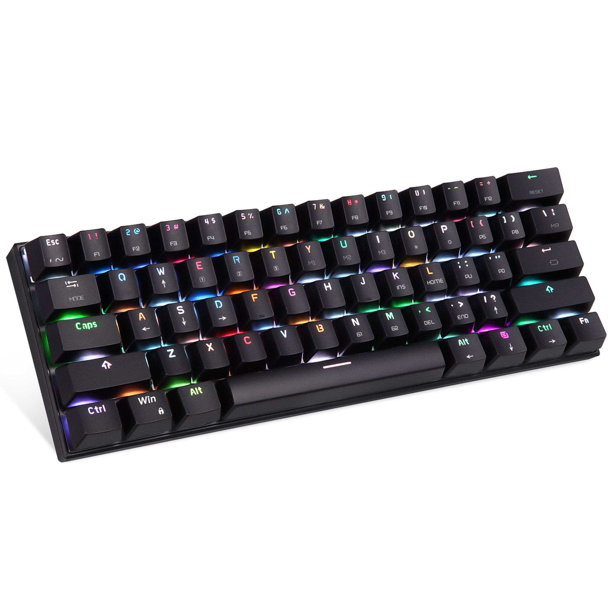 Motospeed Wireless Bluetooth/Wired 60% Mechanical Keyboard CK62 61 Keys ...