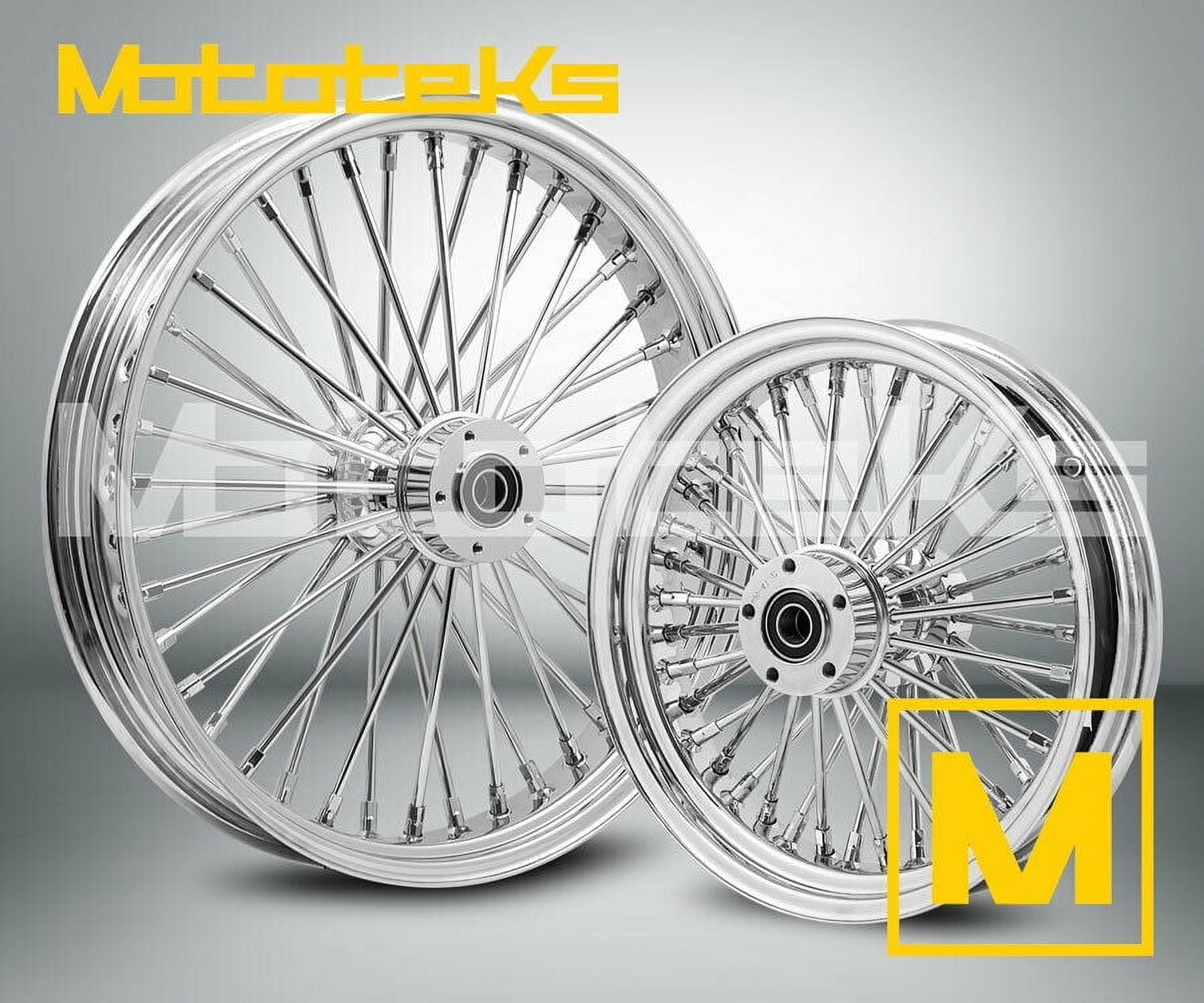 Mototeks Fat Spoke Rim 21X3.5 and 16X3.5 inch 40 Lug Chrome for 2000 ...
