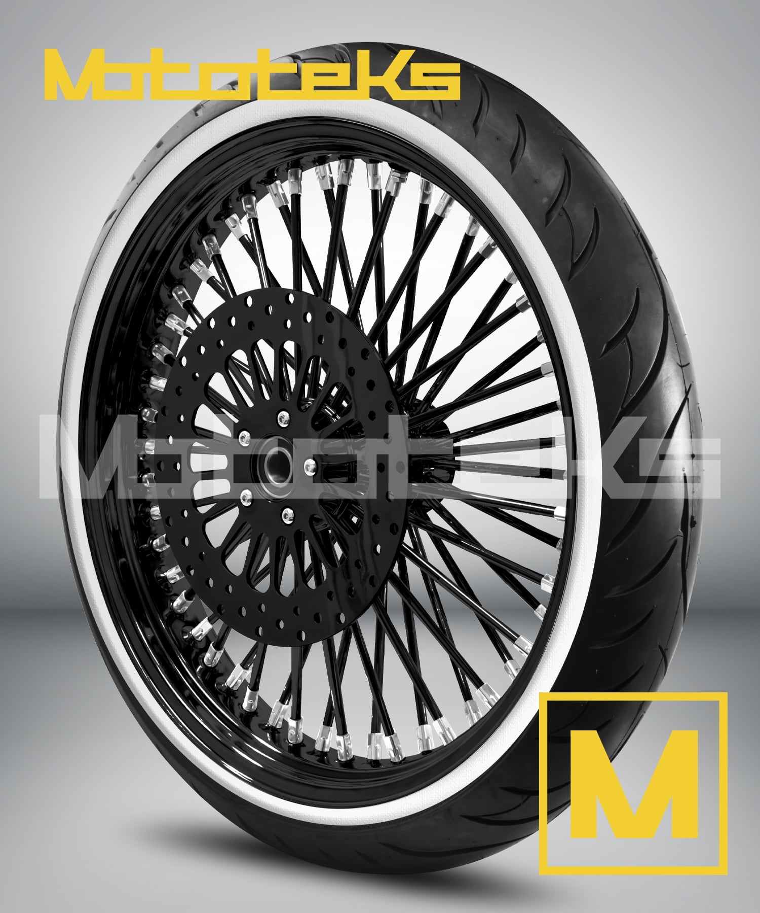 Mototeks Fat Spoke Wheel 21x3.5 for Harley Softail, Black Rim/Hub/Spoke ...