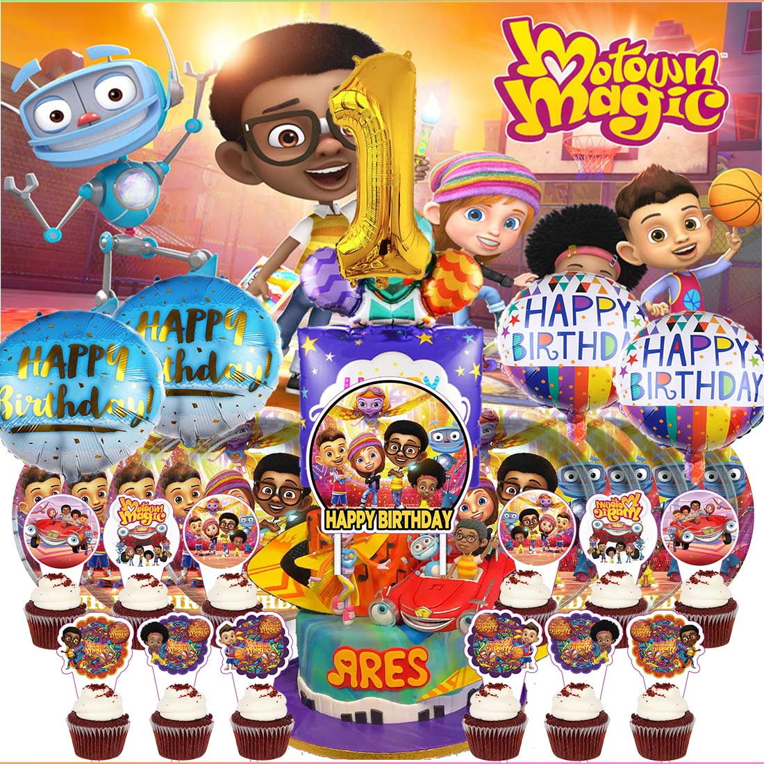 Motown Magic 1st Tableware Balloons Cake Toppers Backdrop Banner ...