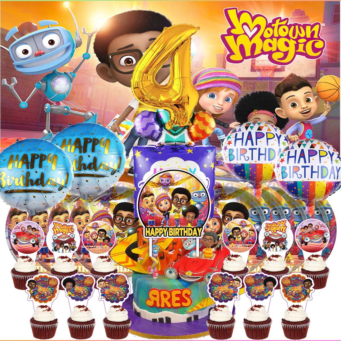 Motown Magic 4th Tableware Balloons Cake Toppers Backdrop Banner ...