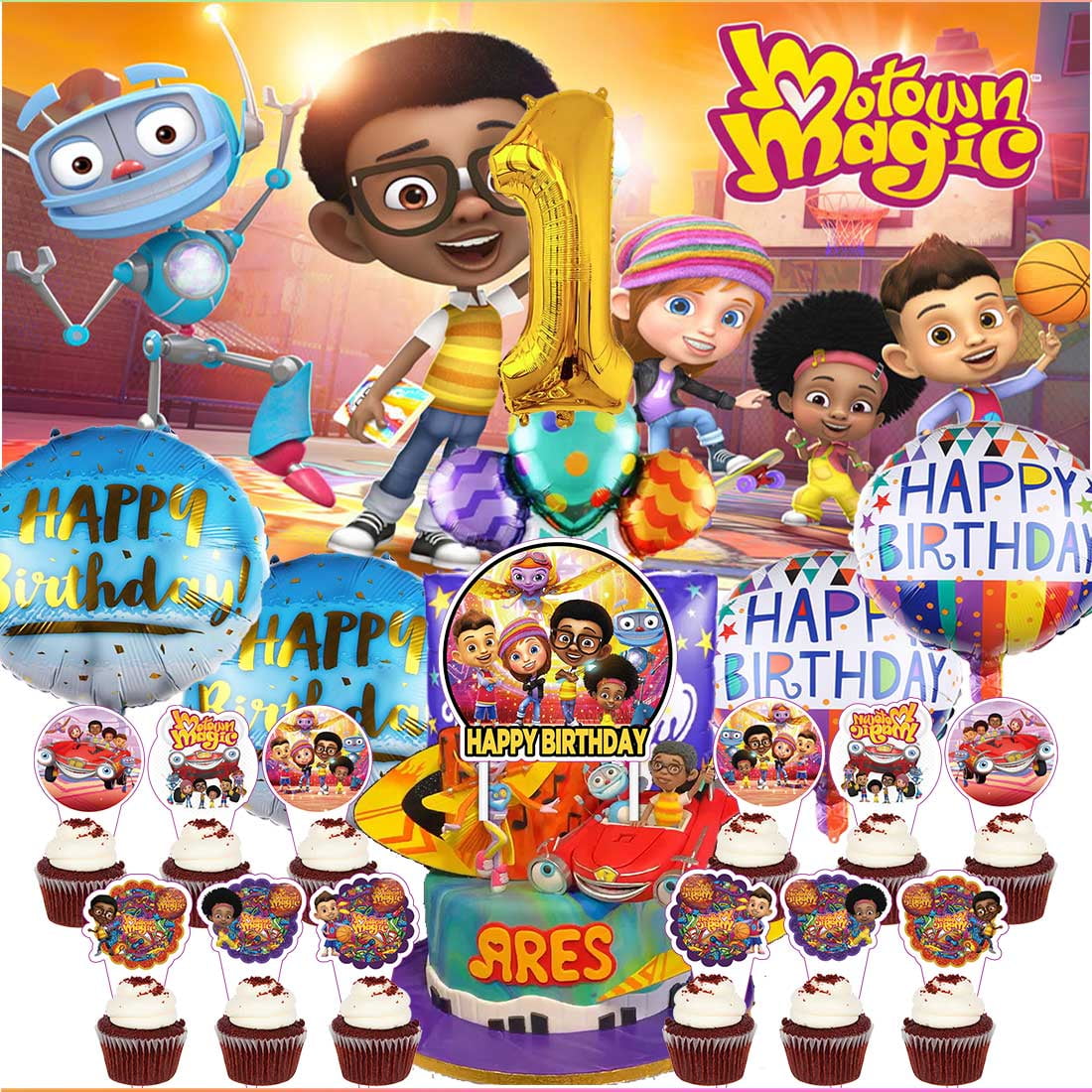 Motown Magic Party Supplies Decor 1st Kit Balloons Birthday Cake Topper ...