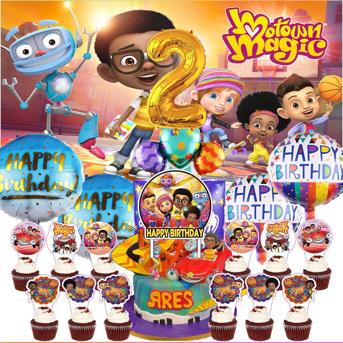 Motown Magic Party Supplies Decor 2nd Kit Balloons Birthday Cake Topper ...