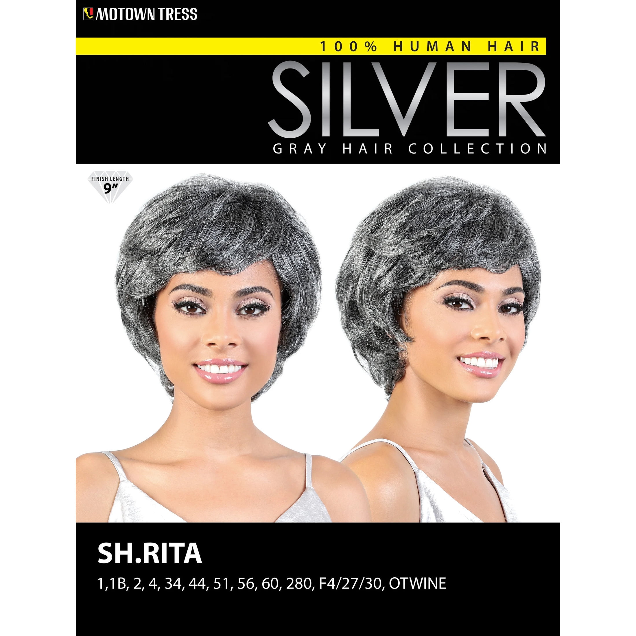 Motown Tress 100% Human Hair Silver Gray Hair Collection Wig (Sh.rita ...