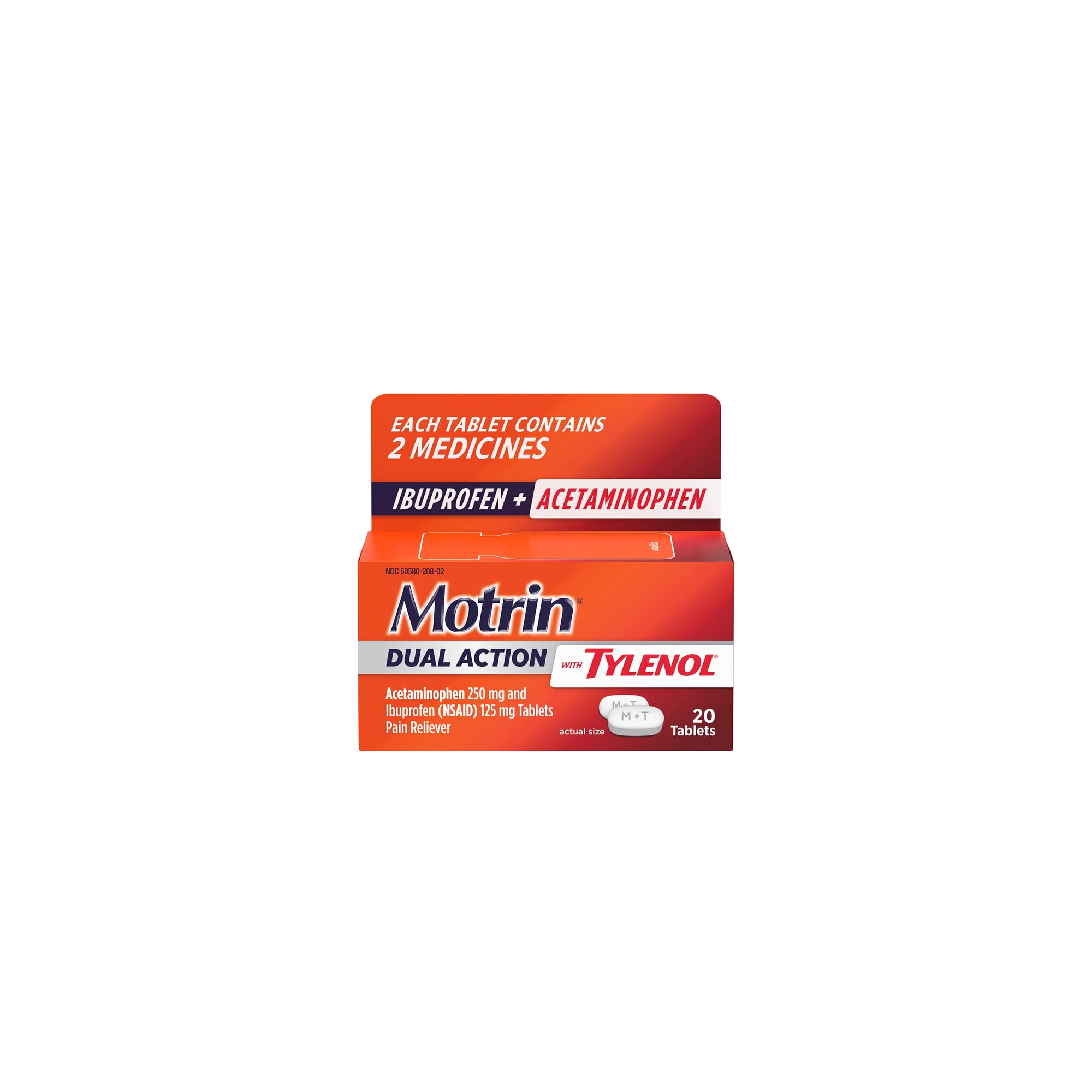 Motrin Dual Action with Tylenol Ibuprofen & Acetaminophen 20 ct Tablets ...