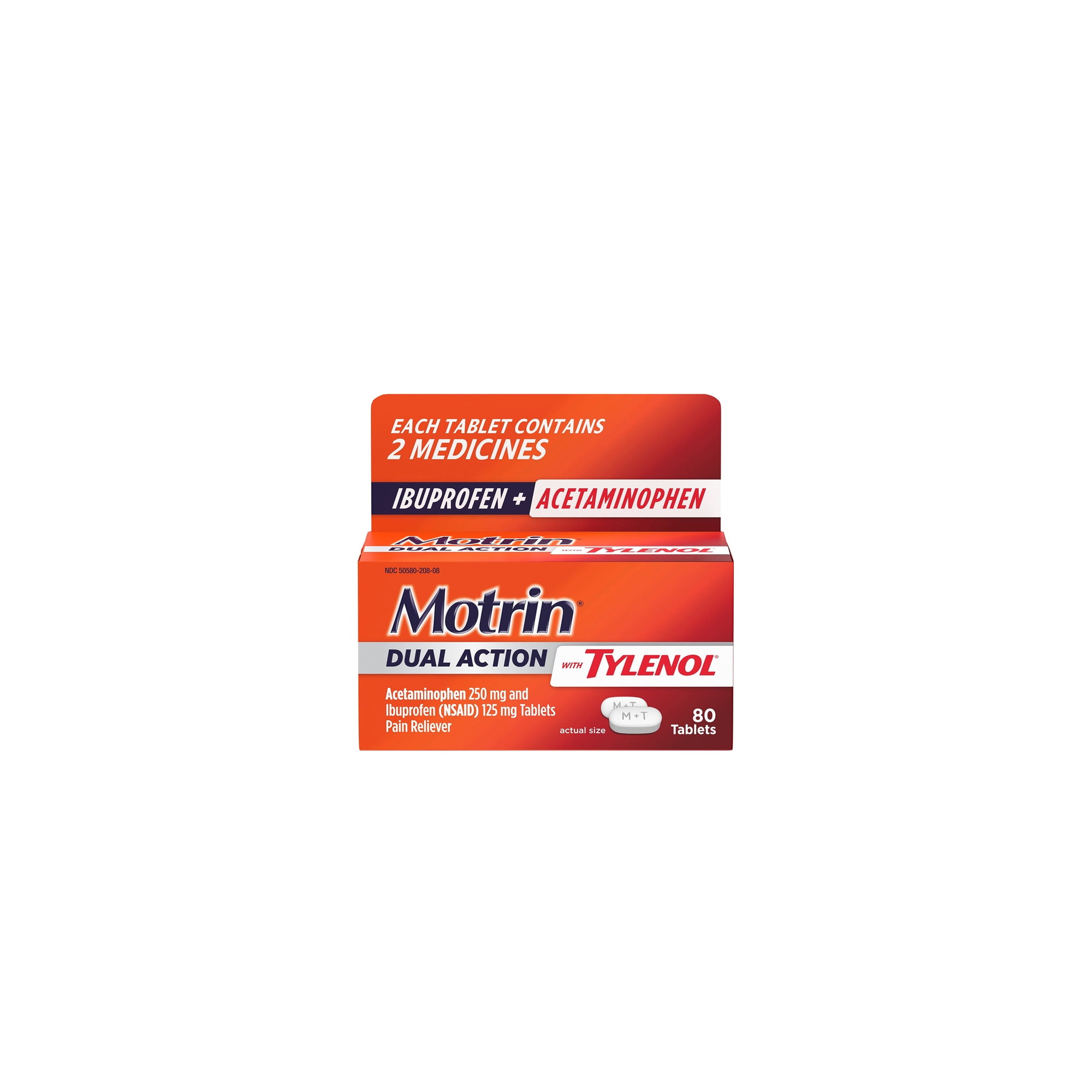 Motrin Dual Action with Tylenol Ibuprofen & Acetaminophen 80 Ct (Pack ...
