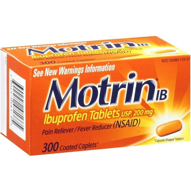 Motrin IB Pain Reliever Ibuprofen 200mg - 300 Coated Caplets - Walmart.com