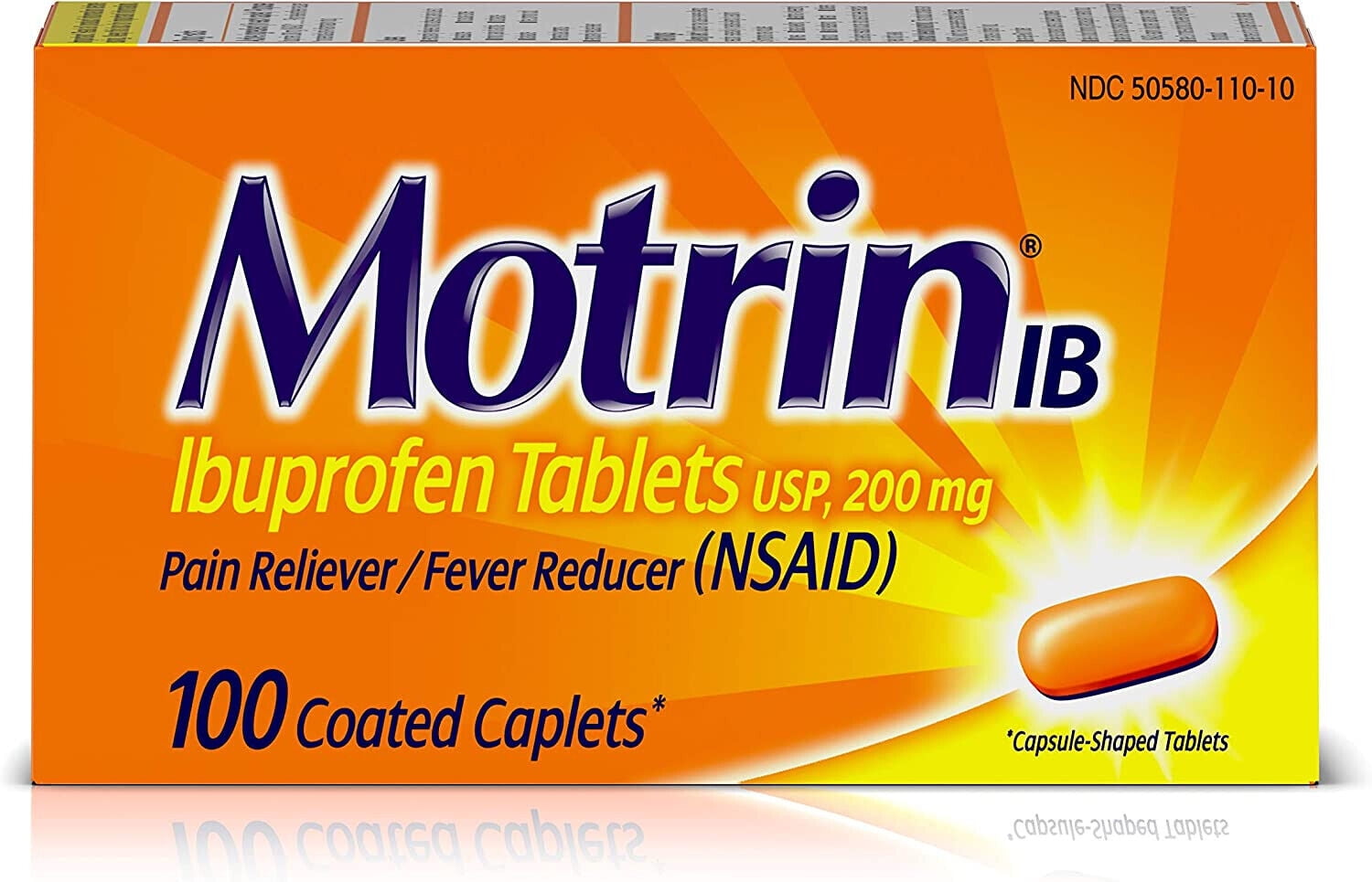 Motrin IB, Ibuprofen 200mg Tablets, Pain & Fever Relief, 100 Ct ...