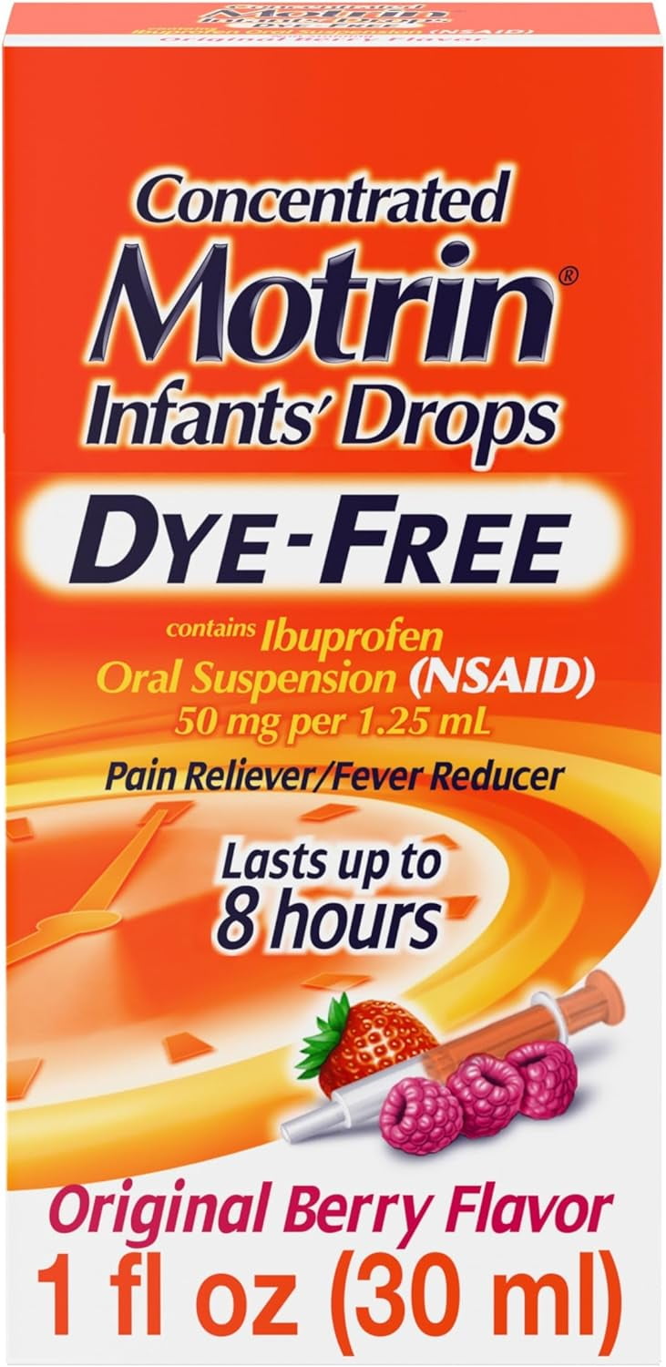 Motrin Infants Concentrated Liquid Medicine Drops with Ibuprofen, Berry ...