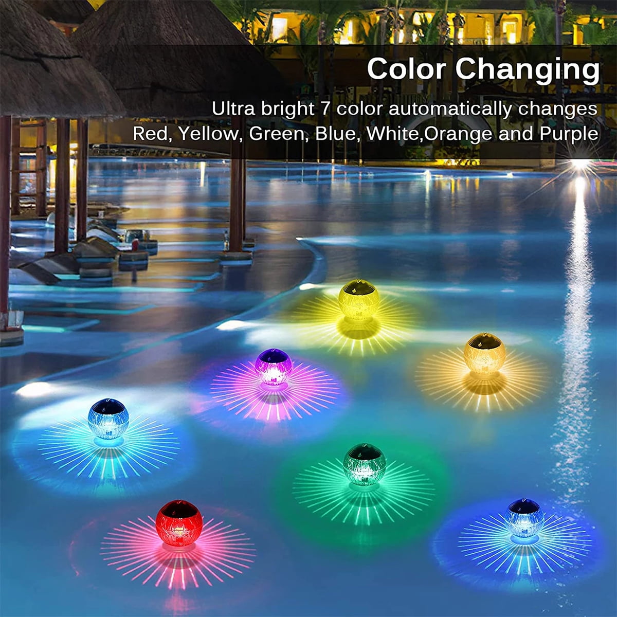 Motrke Floating Pool Lights, Solar Powered Pool Lights Water Float ...