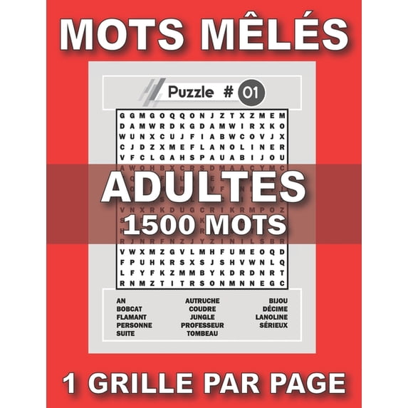 Mots MÃªlÃ©s Adultes: Gros CaractÃ¨res avec Solutions 1500 Mots Caches ...