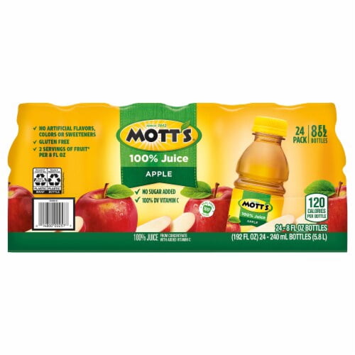 Mott's 100% Original Apple Juice Bottles, 24 Pack, 8 fl oz - Walmart.com