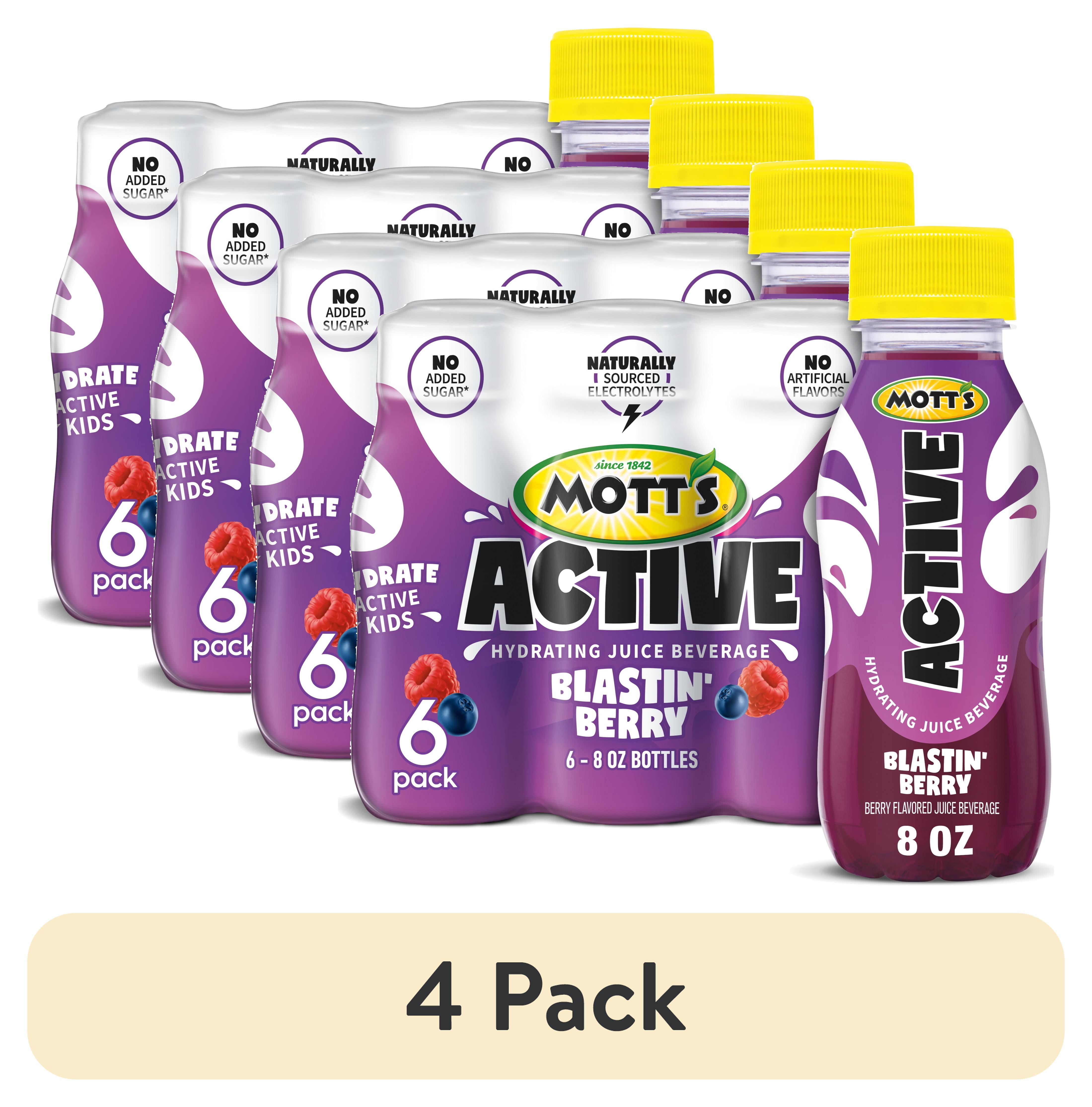 (4 pack) Mott's Active Blastin' Berry Hydrating Juice Beverage, 8 fl oz ...