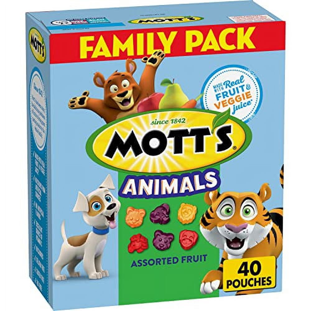 Mott's Animals Fruit Snacks, Family Pack, Assorted Fruit, 32 oz, 40 ct ...