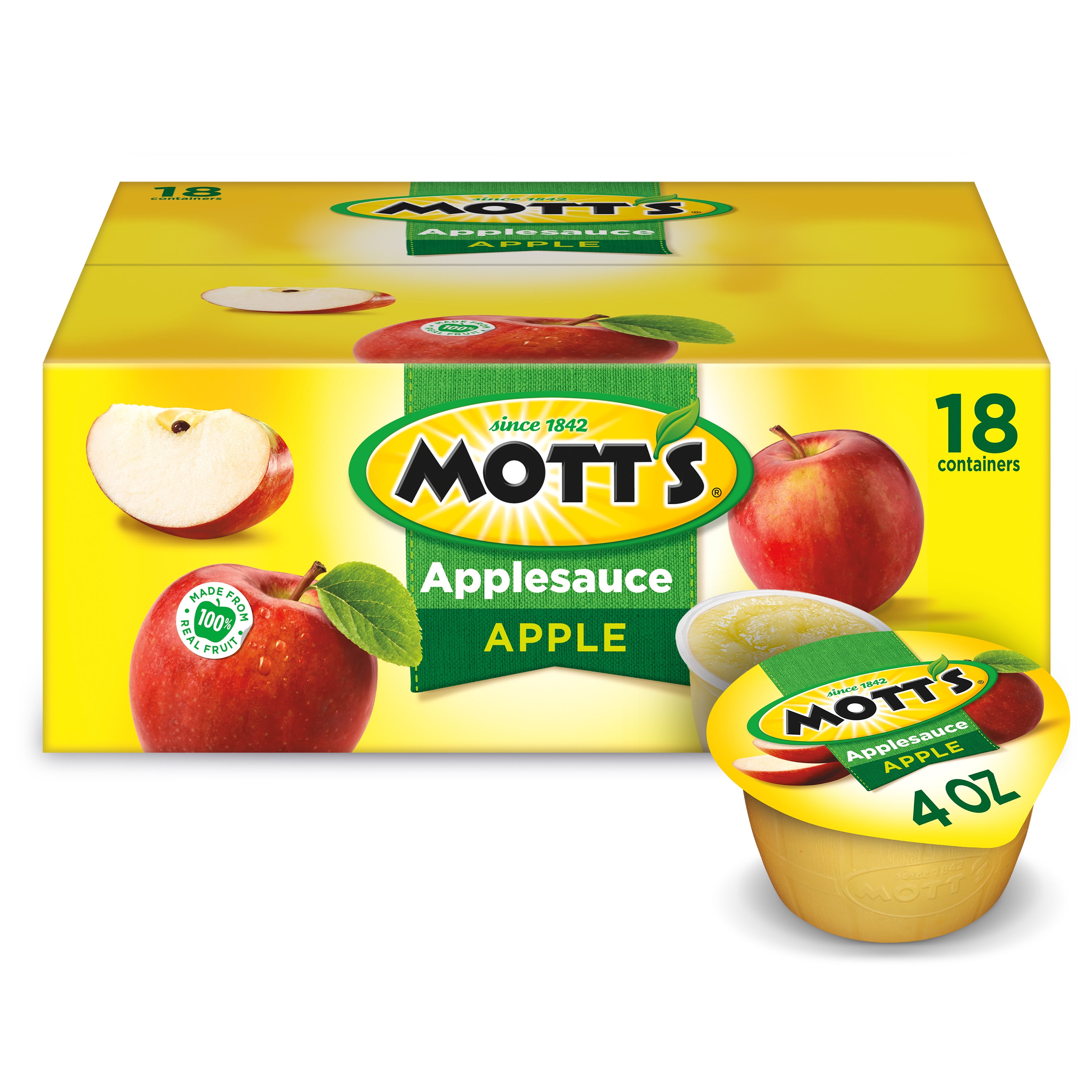 (18 Pack) Mott's Original Applesauce Cups, 4 oz - Walmart.com