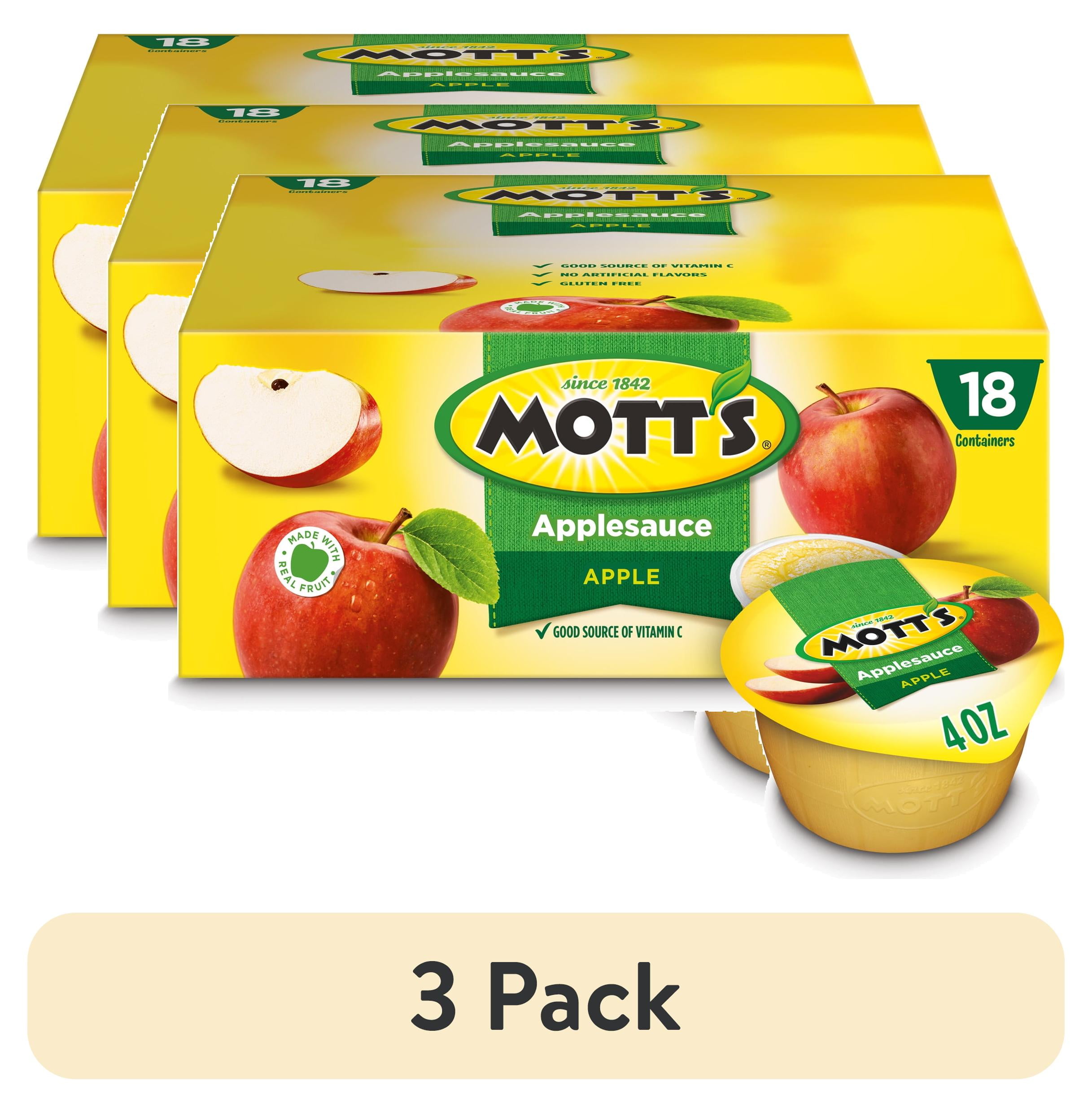 (3 pack) Mott's Applesauce, 4 Ounce Cups, 18 Count - Walmart.com