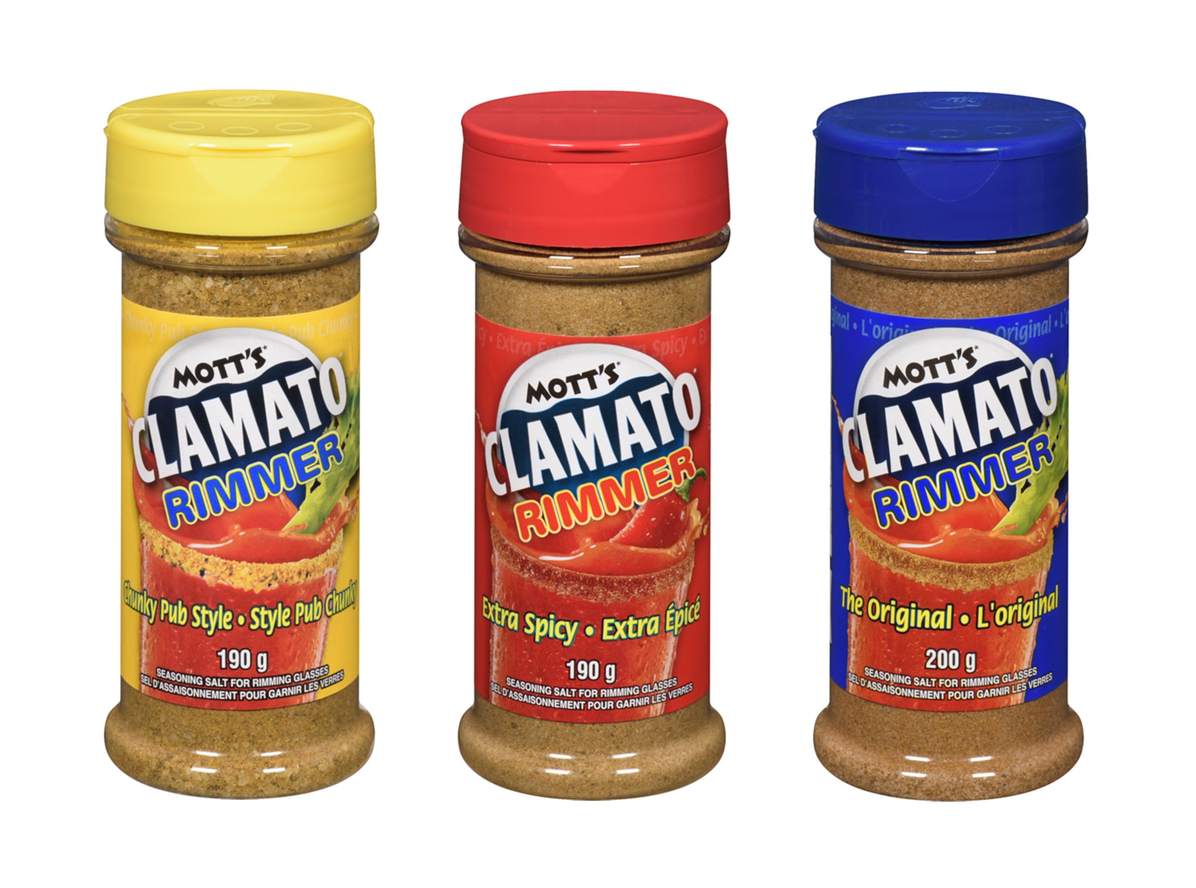Mott's Clamato Chunky Pub Style, Original and Extra Spicy Rimmer, (3pk ...