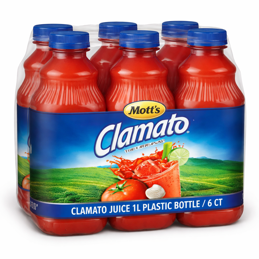Mott's Clamato Tomato Cocktail Juice 6 Pack 1 Liter Plastic Bottles ...