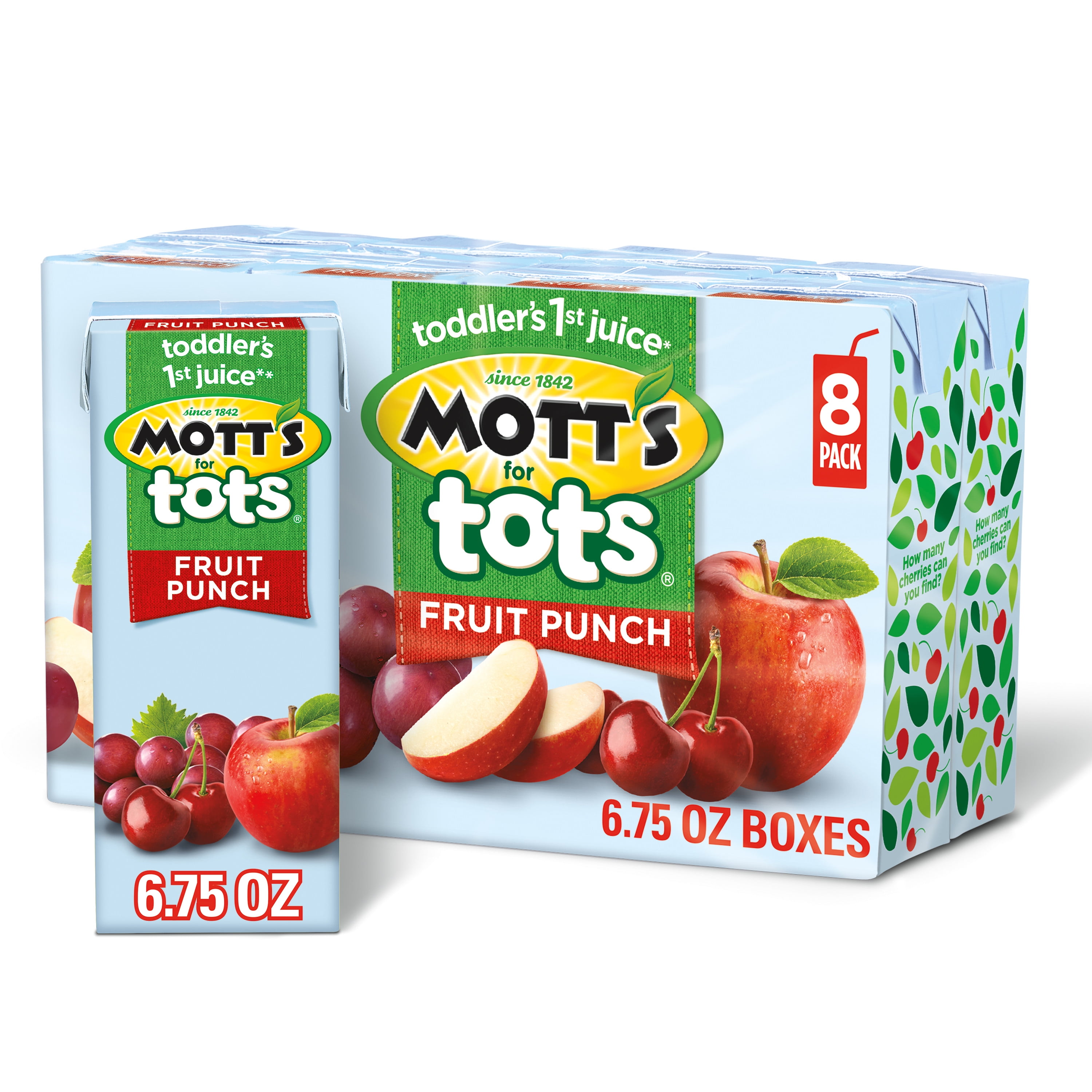 Mott's For Tots Fruit Punch Juice Drink, 6.75 Fluid Ounce Box, 8 Count ...