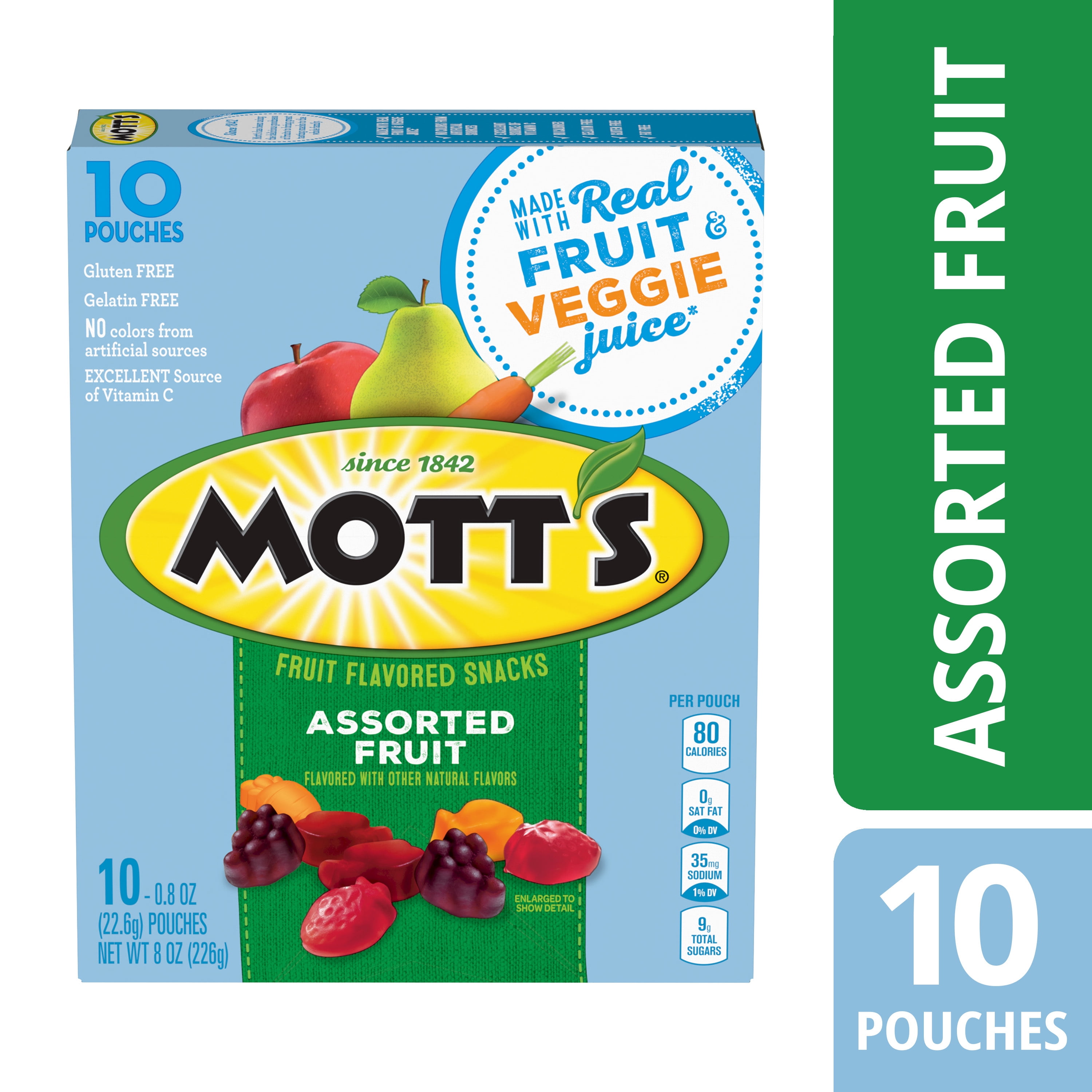 Mott's Fruit Flavored Snacks, Assorted Fruit, Pouches, 0.8 oz, 10 ct in ...