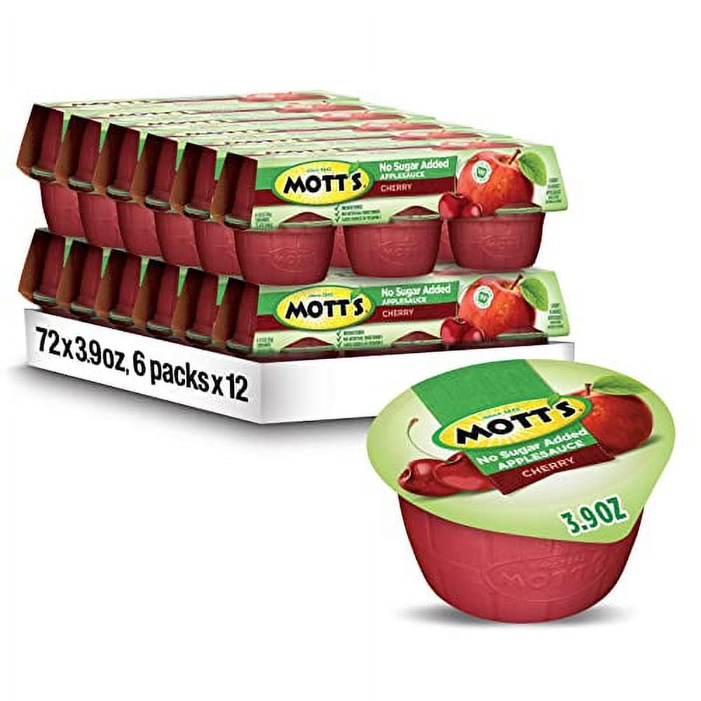 Mott's No Sugar Added Cherry Applesauce, 3.9 Ounce Cup, 6 Count (Pack ...