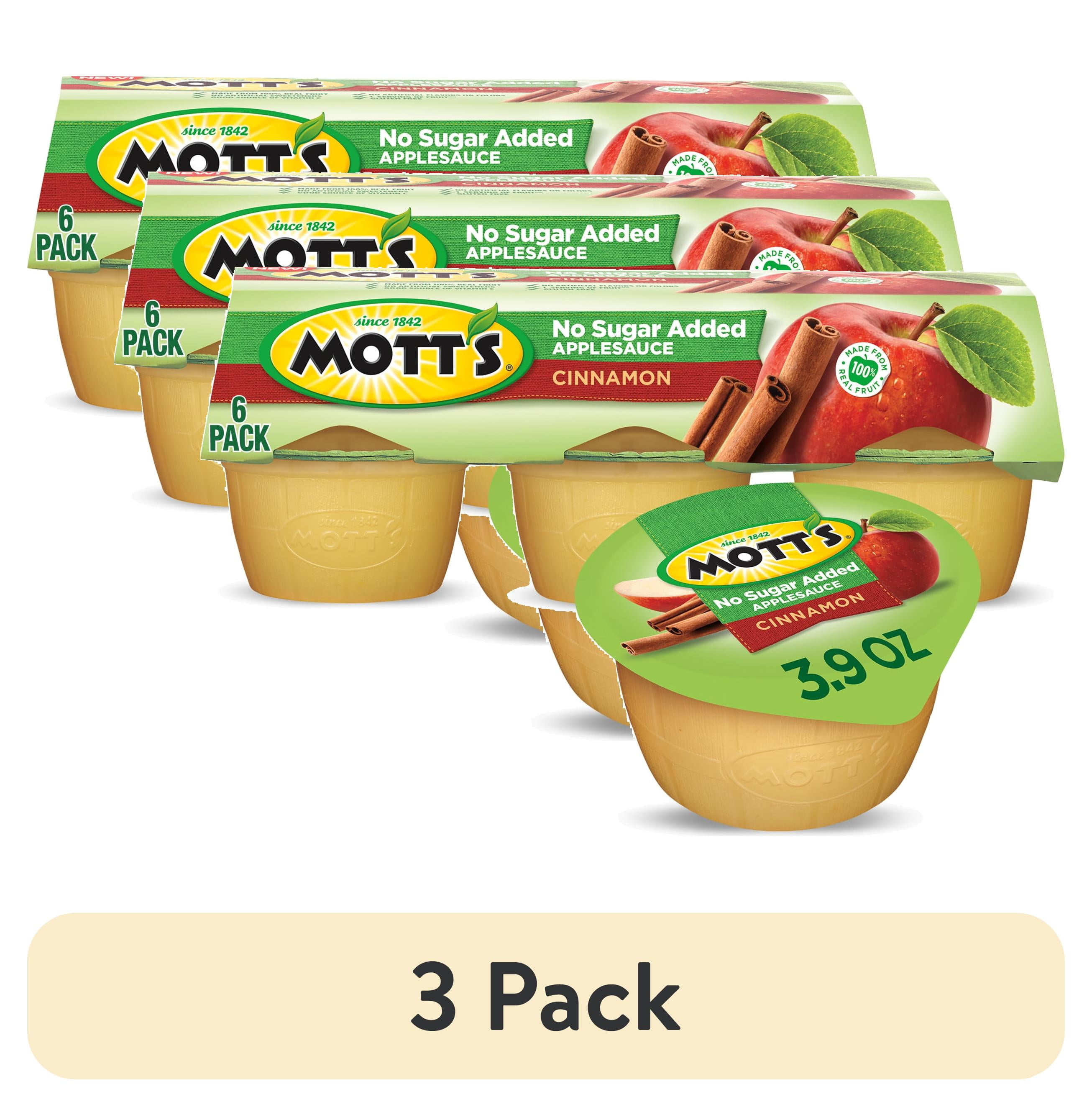 (3 pack) Mott's No Sugar Added Cinnamon Applesauce, 3.9 oz, 6 Count ...