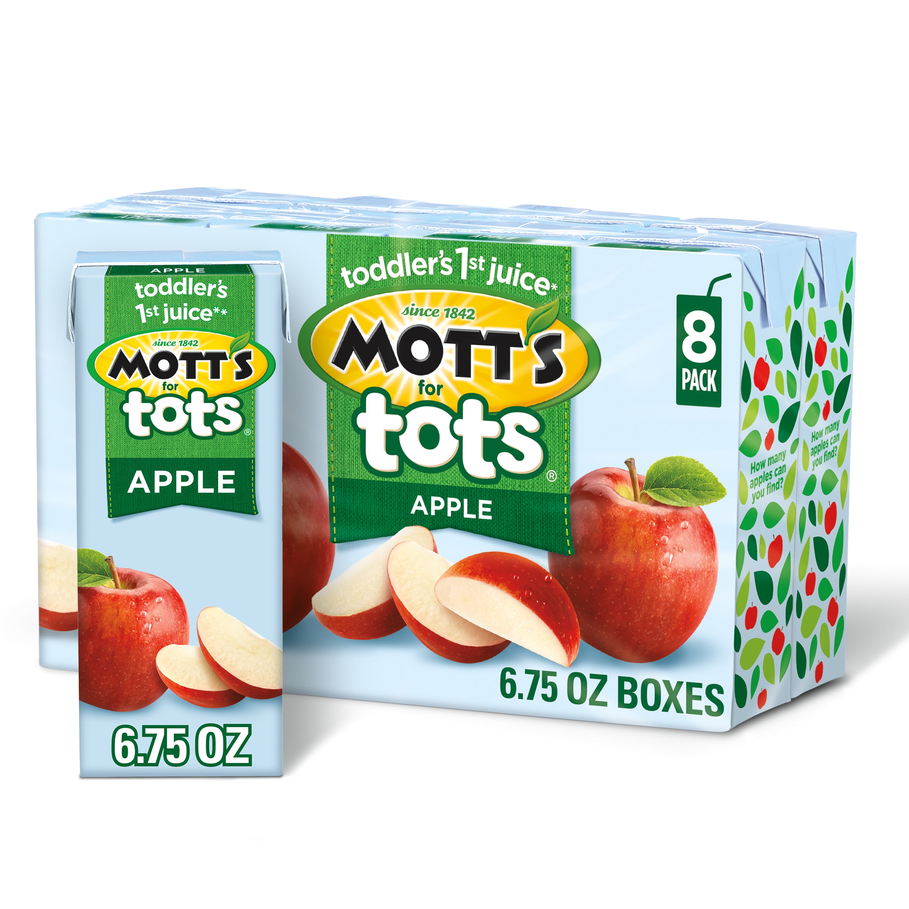 Mott's for Tots Apple Juice, 6.75 Fluid Ounce, 8 Count Boxes - Walmart.com