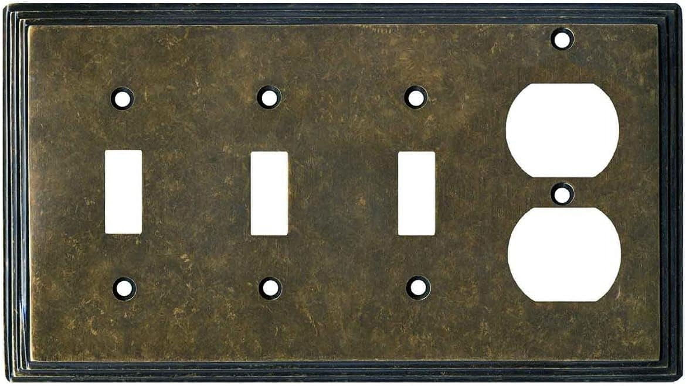 Mottled Antique Brass Hazel Green Art Deco Step Light Switch Cover | 3 ...