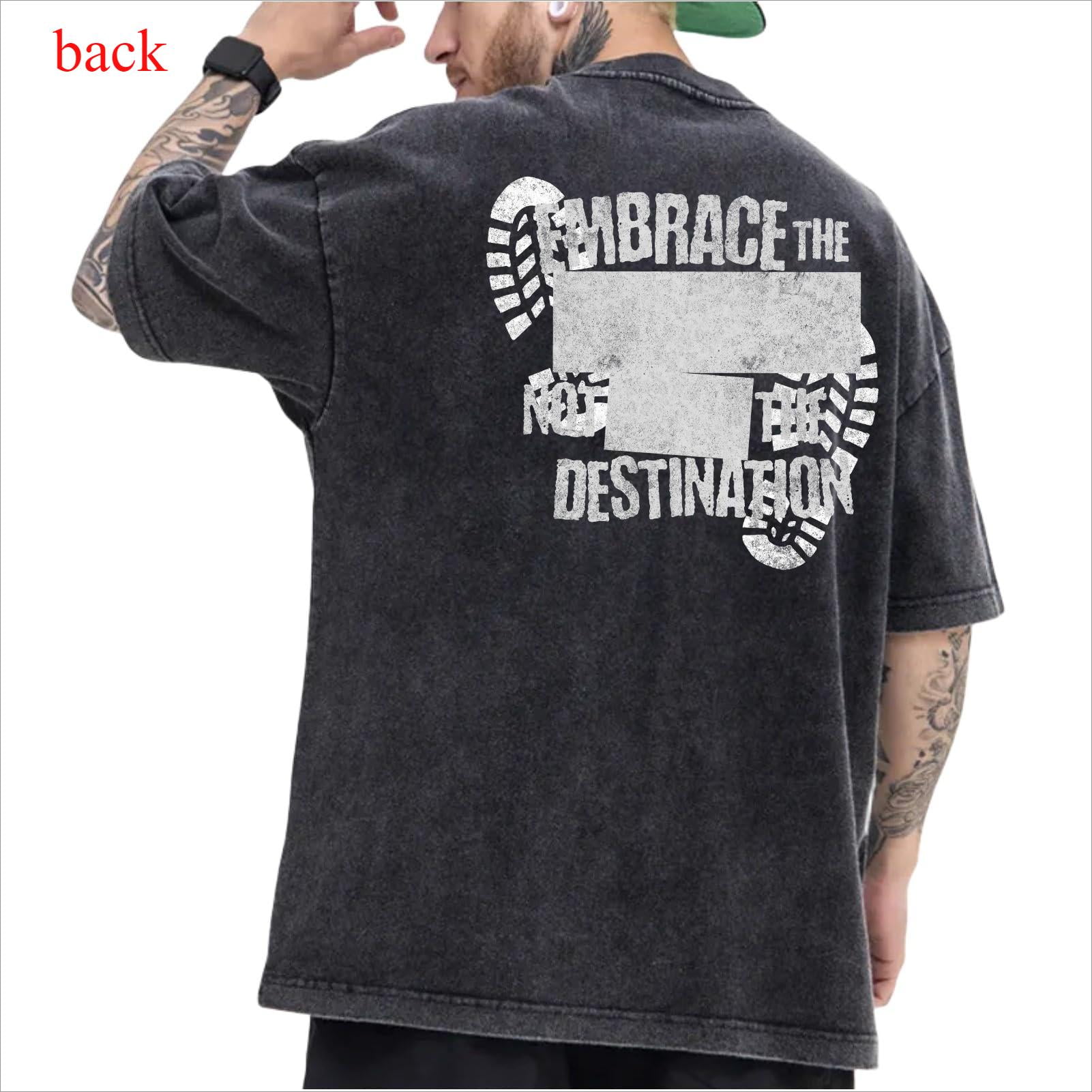 Motto and Footprint Graphics Top, with "Embrace the Ride, Not the ...