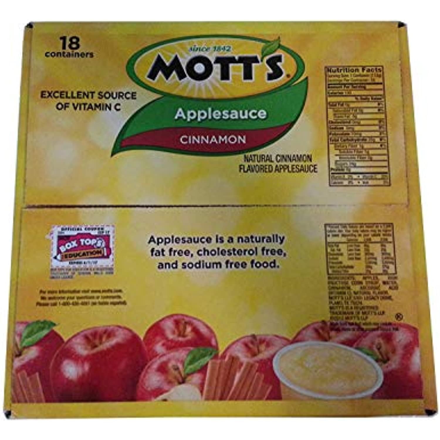 Motts Natural Cinnamon Applesauce, Low Sodium, Pack of 18 - 4.0 Oz ...