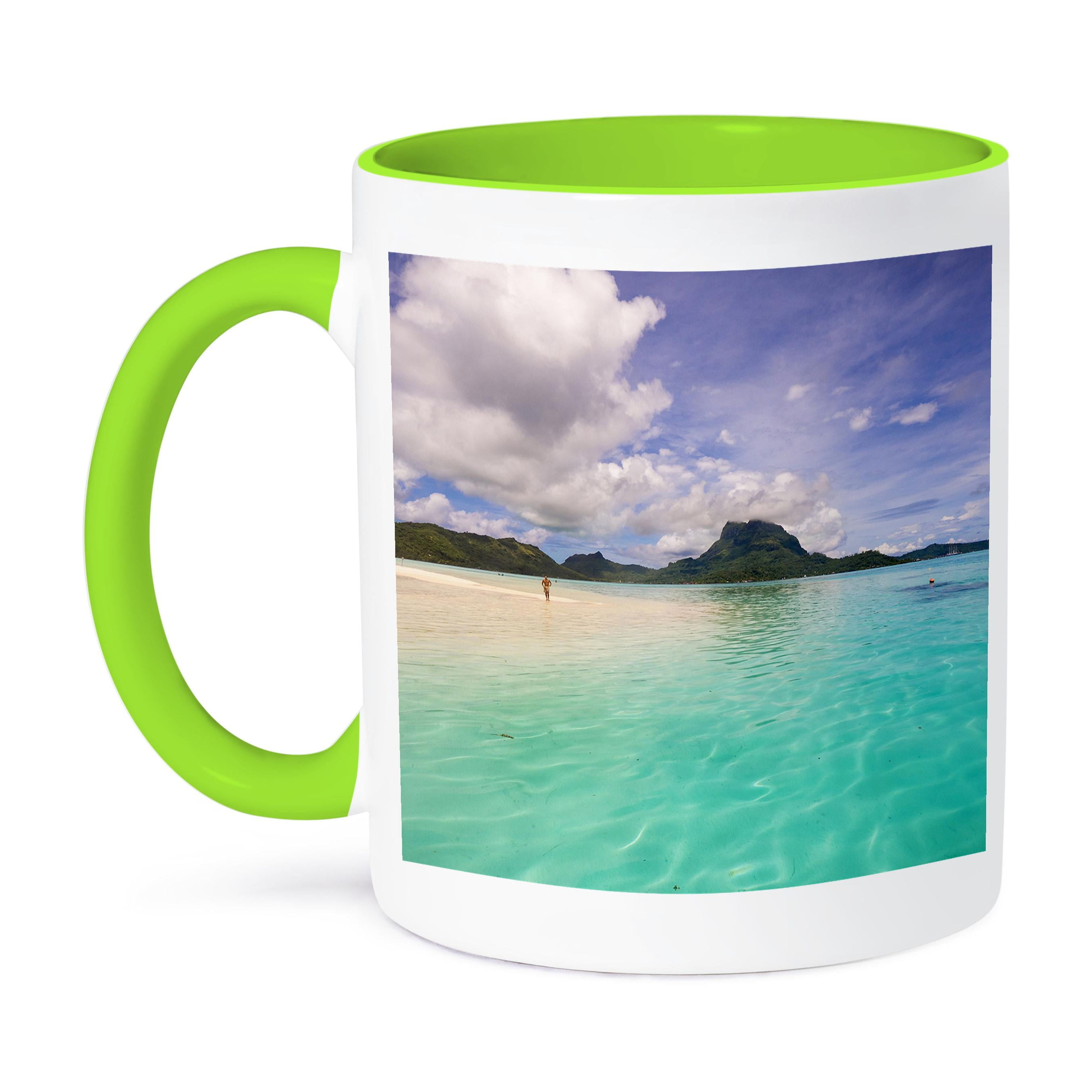 3drose, Motu Tevairoa, Bora Bora, French Polynesia, 11oz Two-tone Green ...
