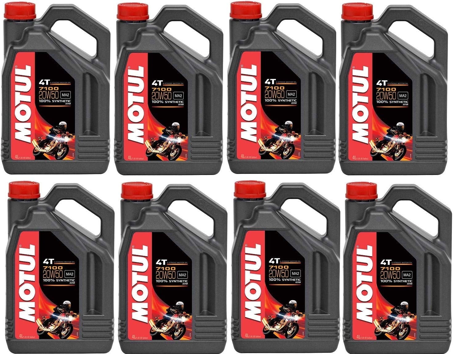 Motul 104104 Set of 8 7100 4T 20W-50 Motor Oil 1-Gallon Bottles ...