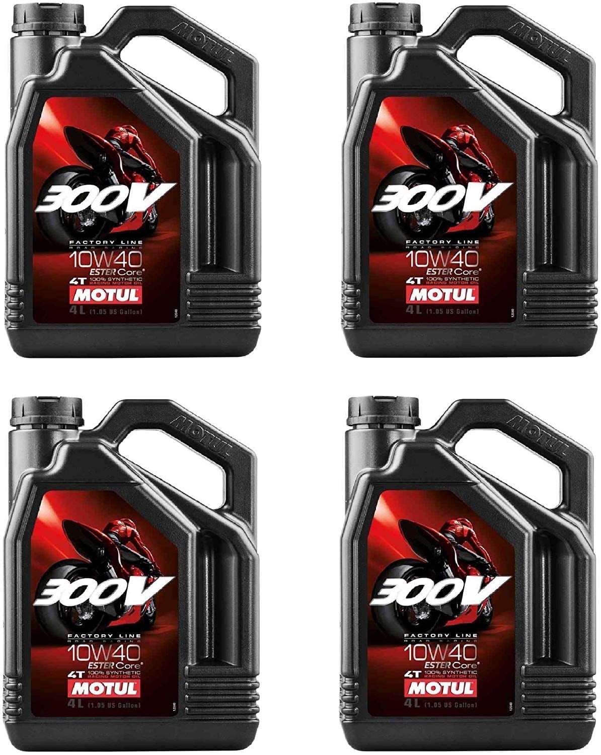 Motul 104121 Set of 4 300V Road Racing 10W-40 Motor Oil 1-Gallon ...