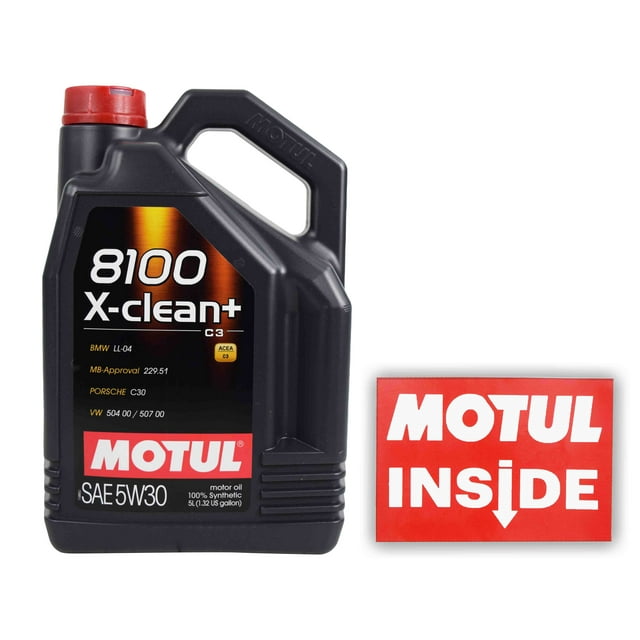 Motul 106377 8100 X-Clean Plus 5W30 Motor Oil 5W-30 - 5 Liters - 1 Pack ...